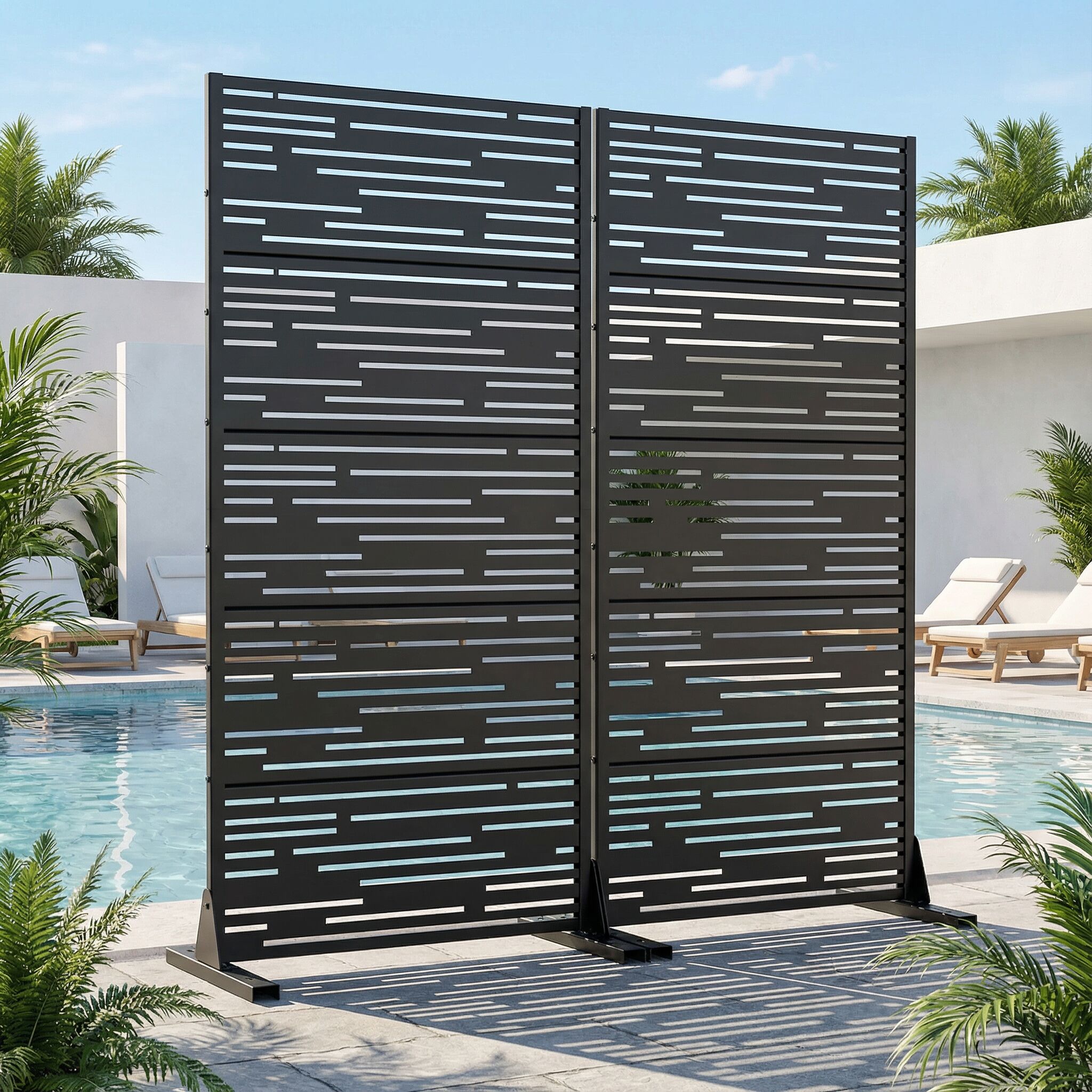Dovelina 60-in H x 30-in W x 16-in D Metal Privacy Screen Fence Panel ...