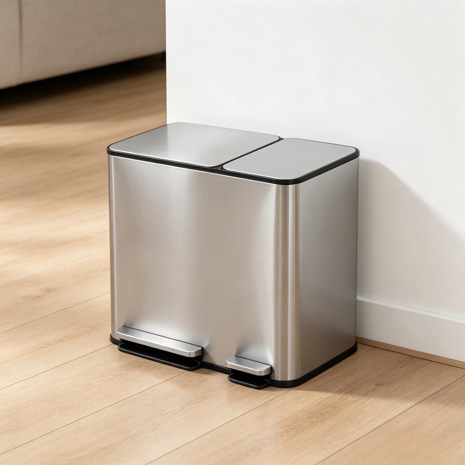 Garvee 50+20L Stainless Steel Dual Compartment Recycling and Trash Can ...