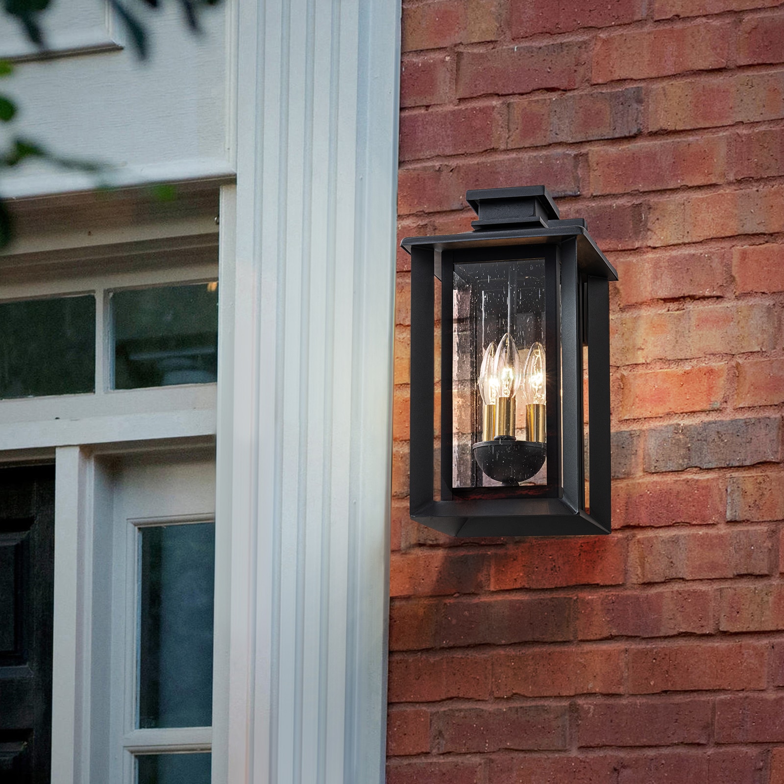 LLHZSY 3 -Light 15-in H Matte Black Hardwired Outdoor Wall Light in the ...