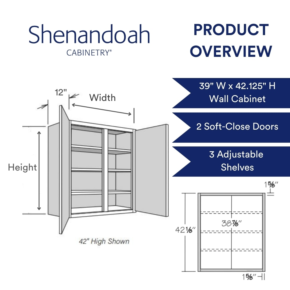 Shenandoah Stemson 39-in W x 42-in H x 12-in D Sage Painted Wall Fully ...