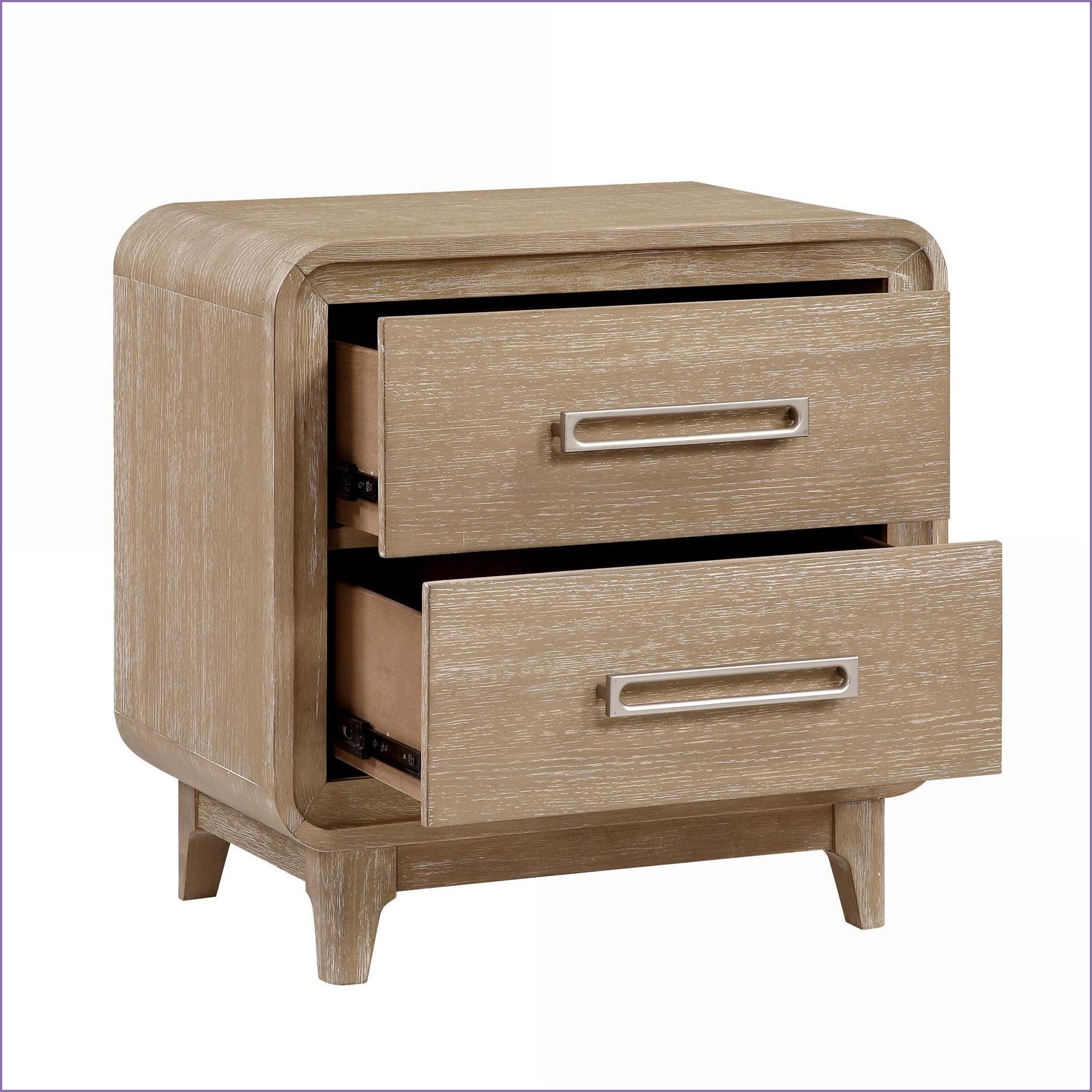 Watnature Modern Natural Wood Nightstand with 2 Drawers Bedroom Storage ...