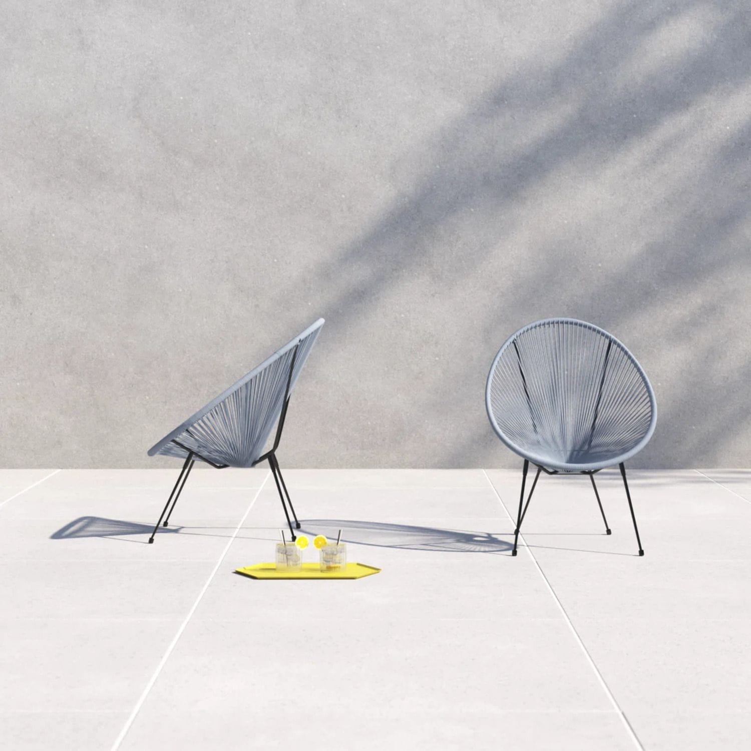 GDFStudio Luna Egg-Shaped Steel Corded Outdoor Chair Set in the Patio ...