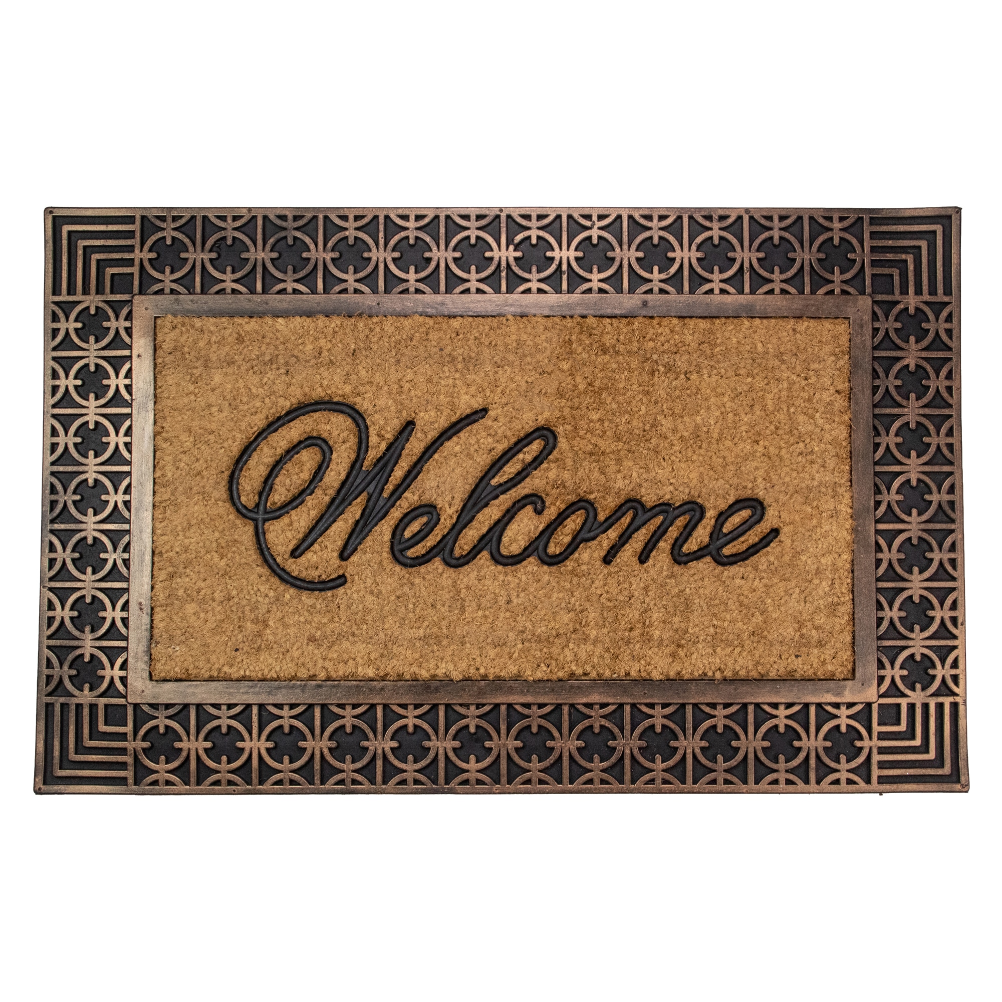 Northlight Gold and Natural Coir Rectangular Welcome Doormat 23 inch x ...