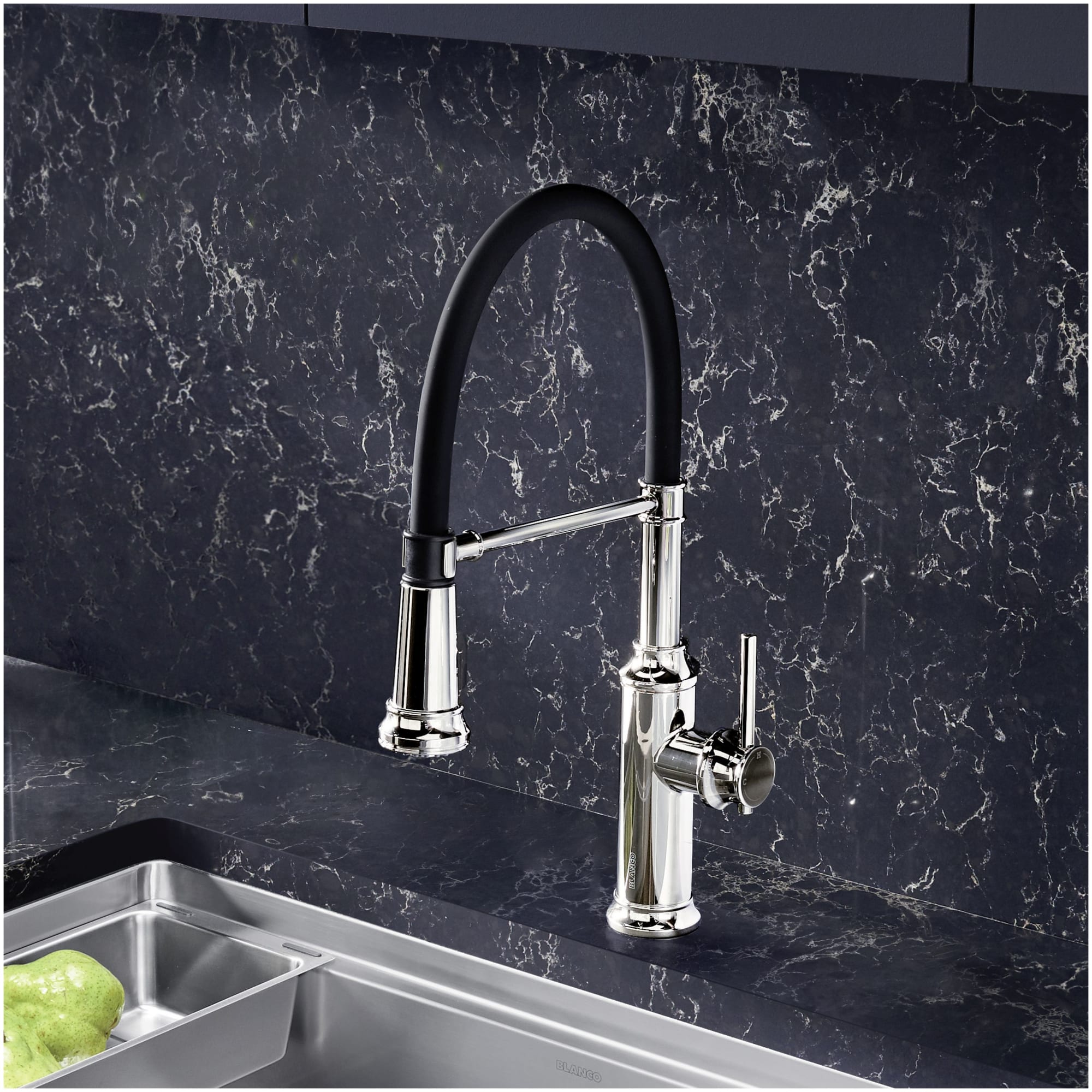 BLANCO Empressa Matte Black Single Handle Pull-down Kitchen Faucet with ...