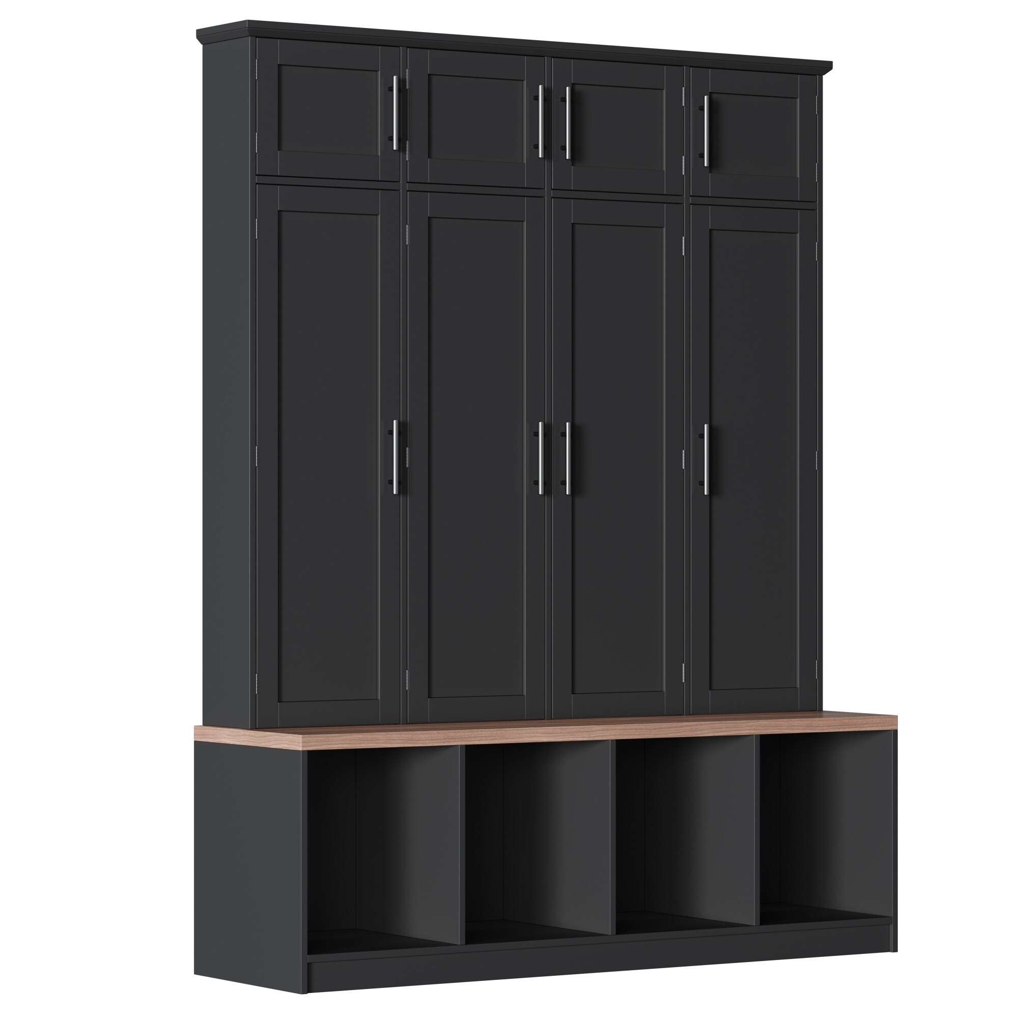 Clihome Hall Tree with 4 Hidden Hanging Hooks Farmhouse 59-in Black ...