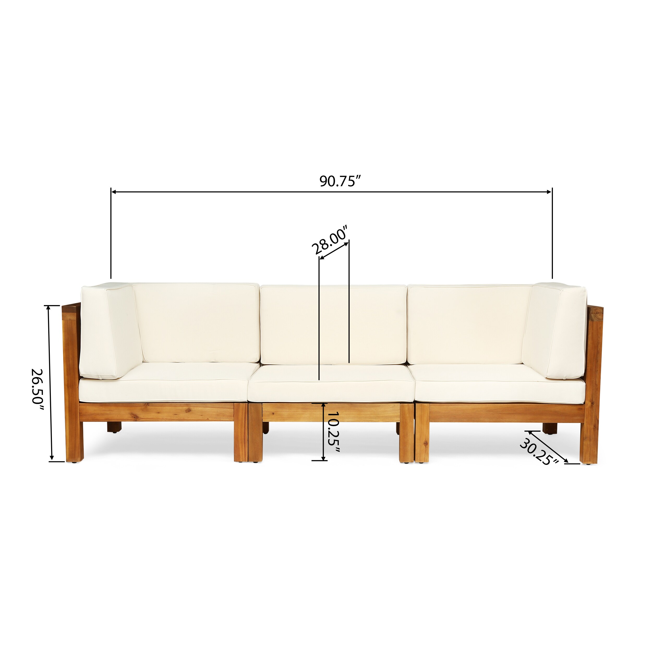 Best Selling Home Decor Brava Outdoor Sofa with Off-white Cushions and Acacia Frame in the Patio ...