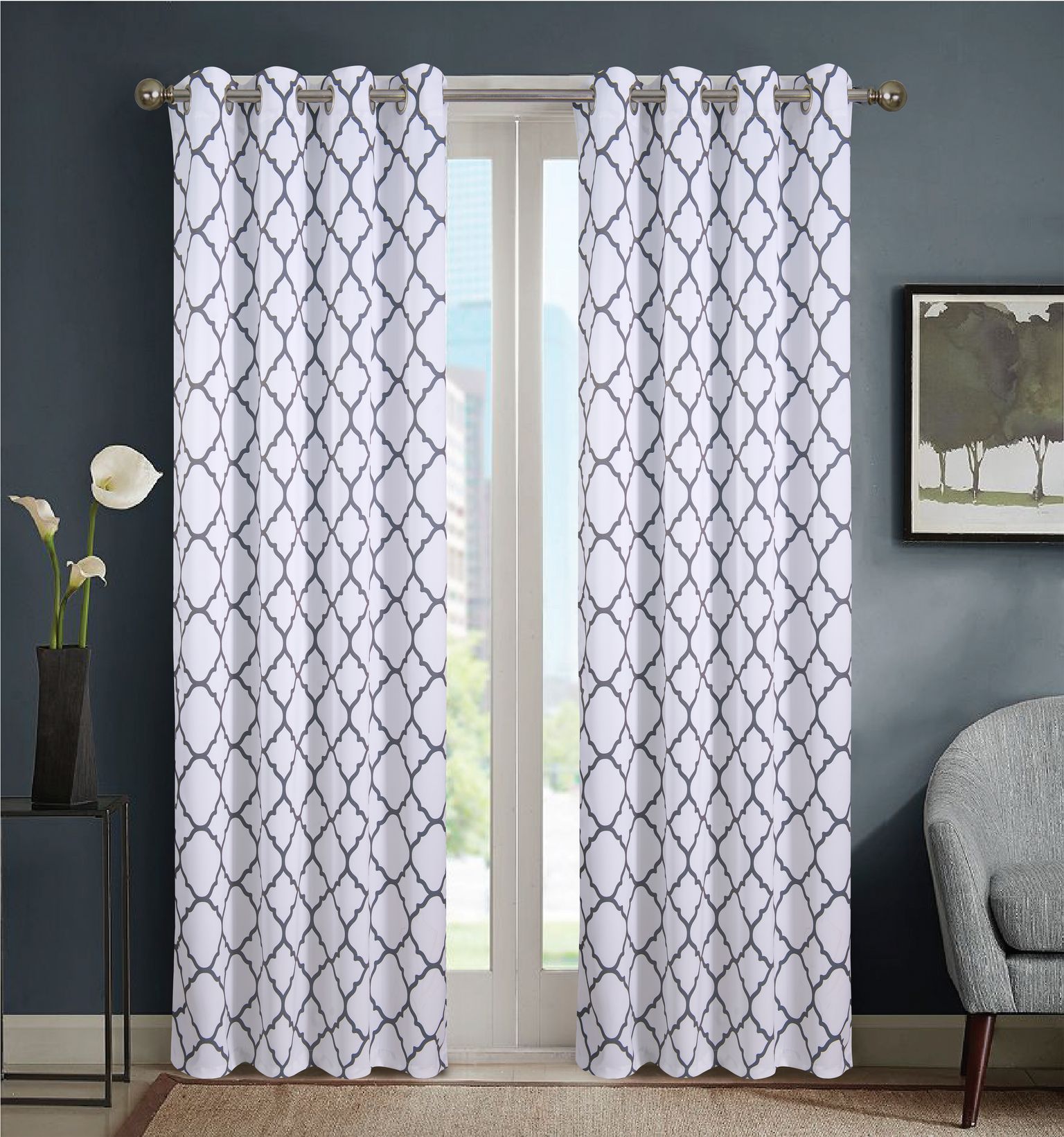 KATE AURORA Montauk Accents 2 Piece White and Gray Trellis Light ...