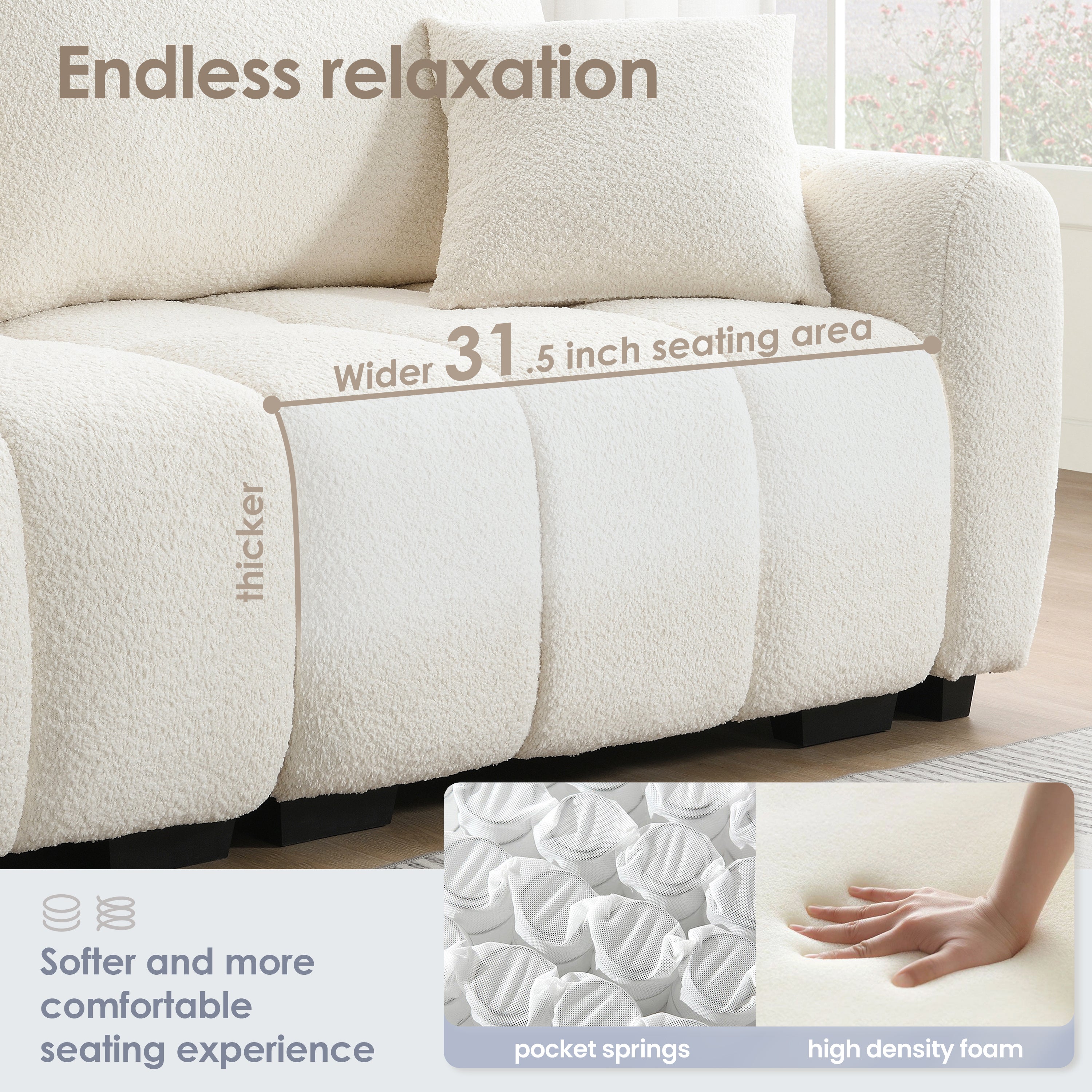 Boyel Living Modular Sectional Sofa L Shape Pull-line Design Boucle ...