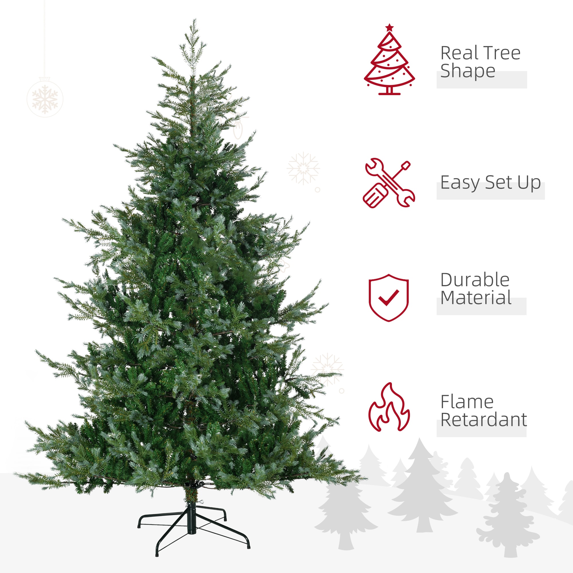 HomCom 7.5ft Artificial Christmas Tree Holiday Décor with 1288 Branches ...