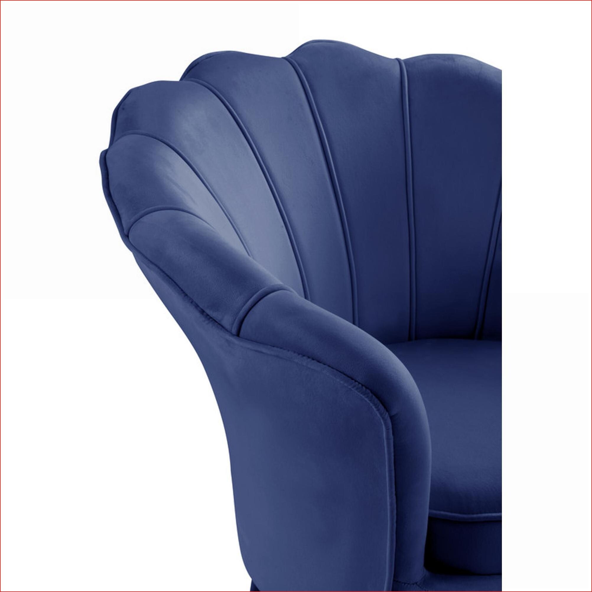 Watnature 34 Inch Royal Blue Velvet Scalloped Back Barrel Accent Chair ...