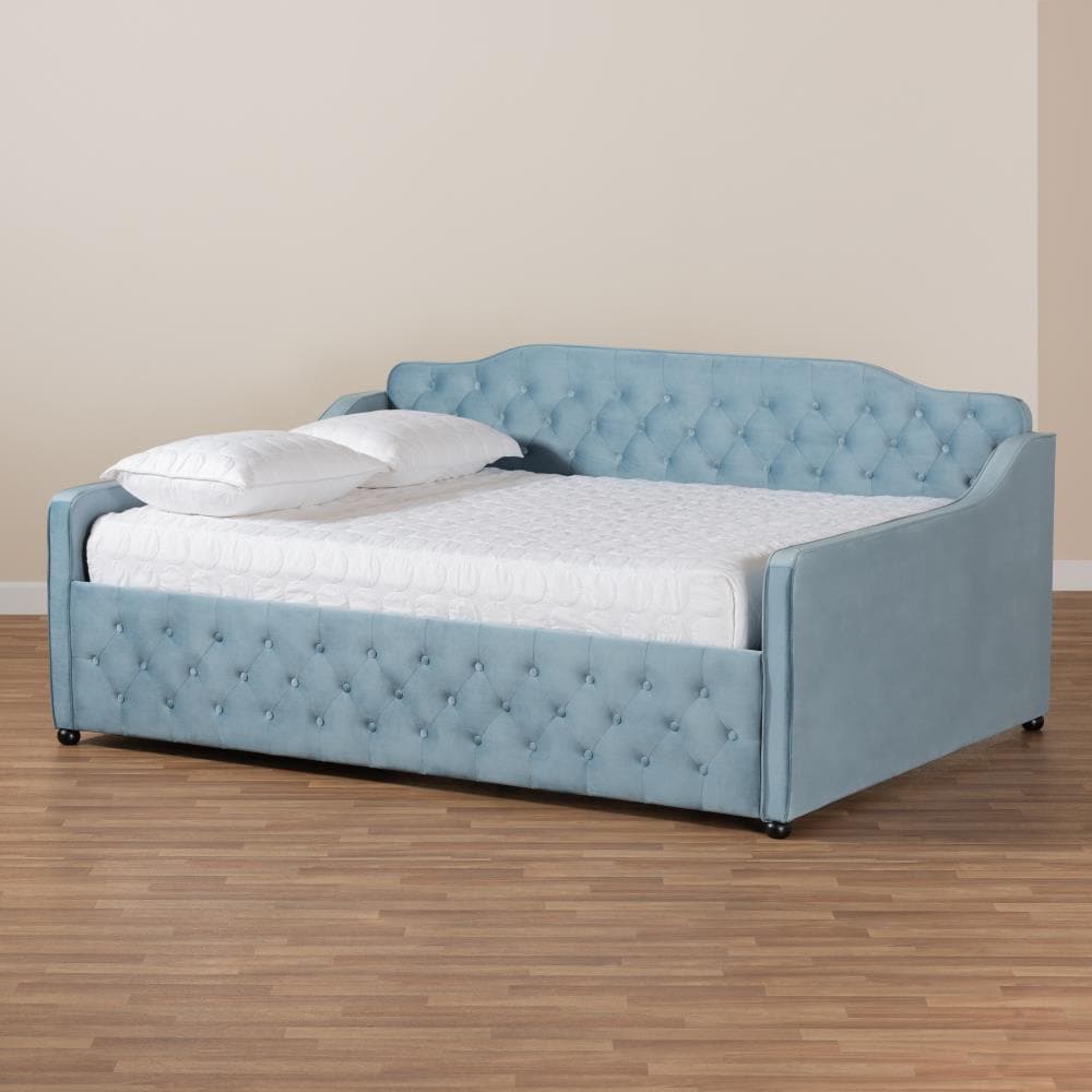 Baxton Studio Freda Light Blue Queen Upholstered Daybed at Lowes