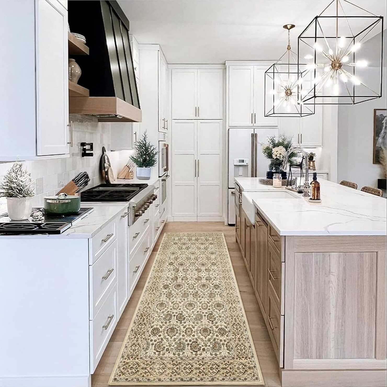 Garvee Vintage Washable Runner Rug 2x6 Floral Beige Kitchen Runner Rugs ...