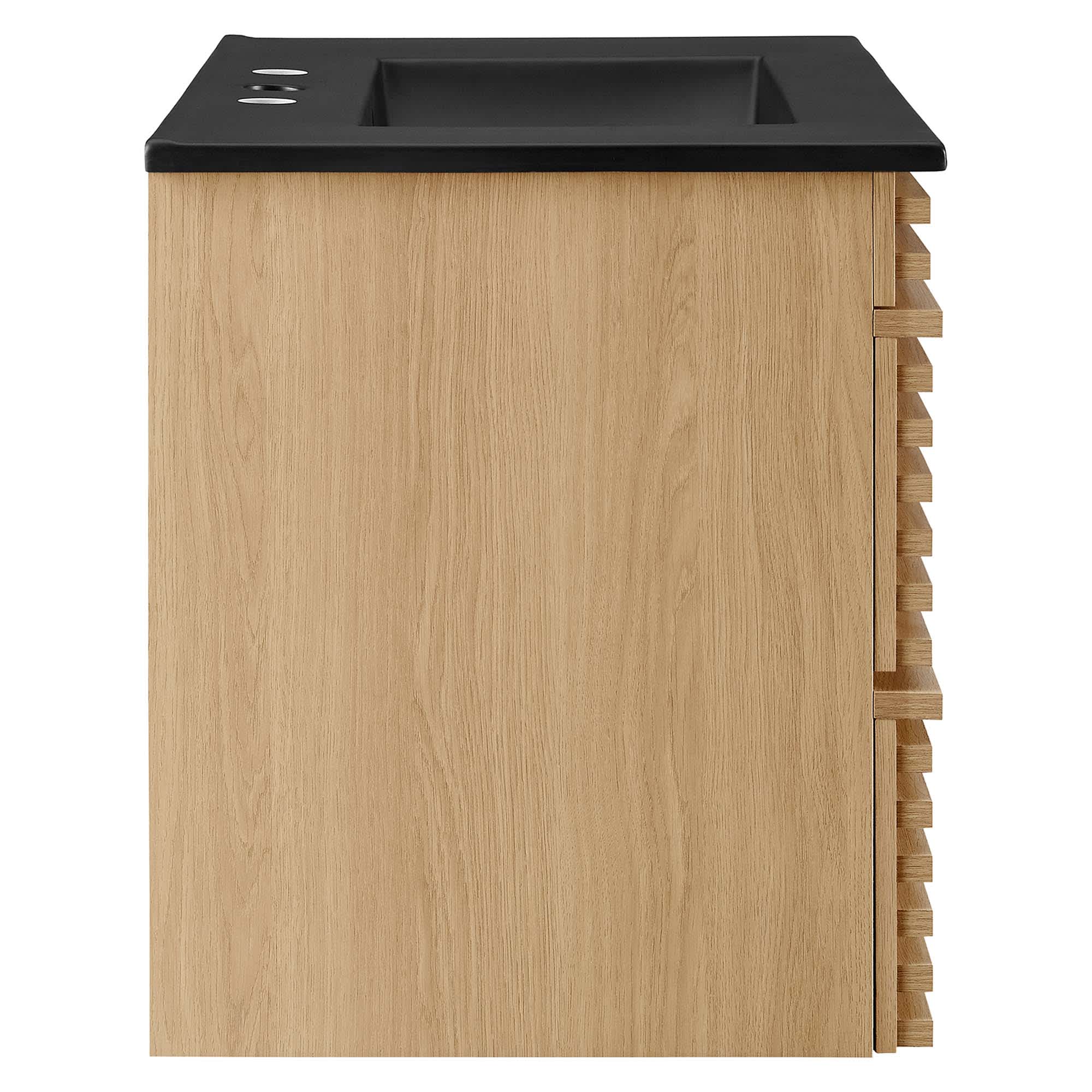 Modway Render 30-in Wall-Mount Bathroom Vanity in Oak Black in the ...
