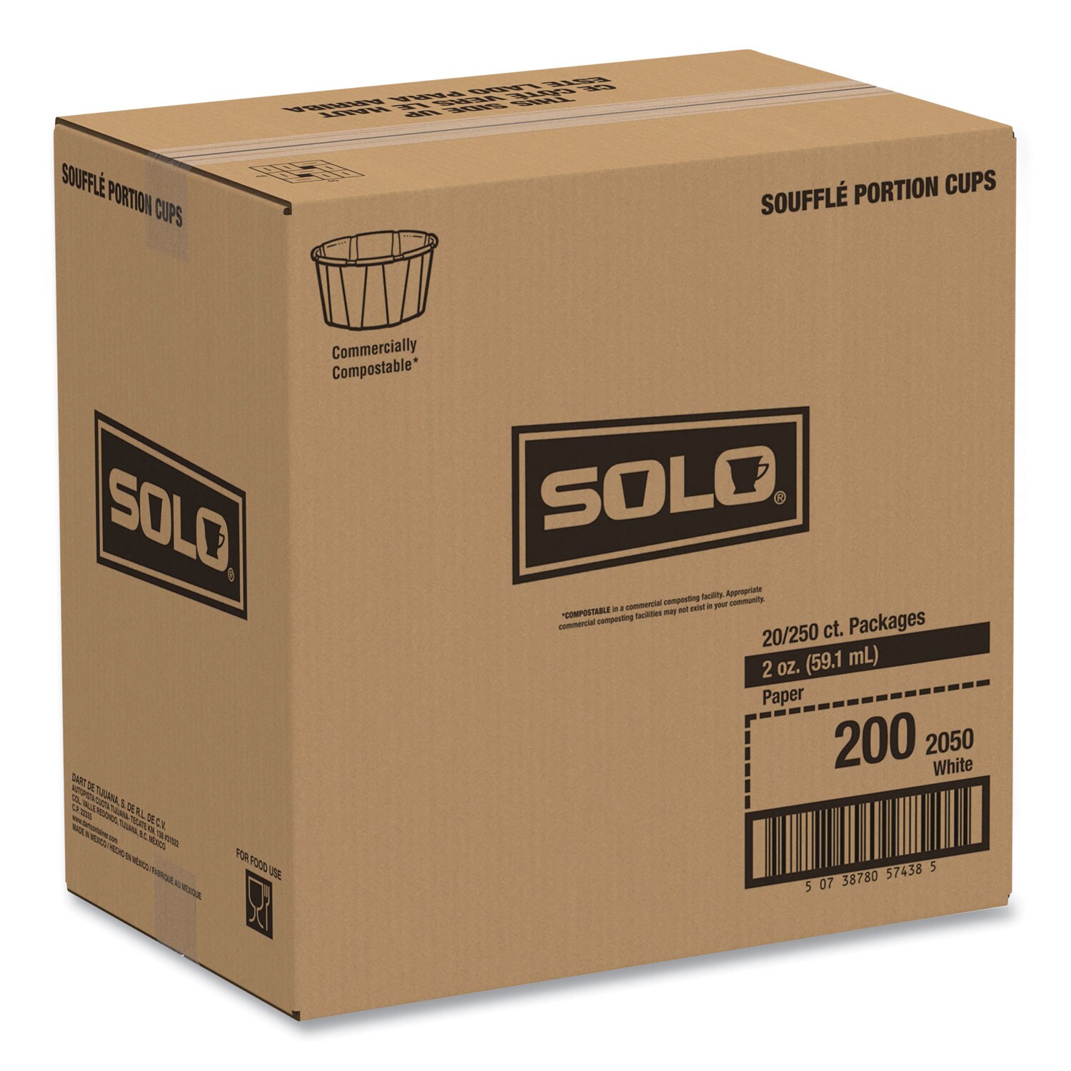 Dart Paper Portion Cups 2 oz White 250 per Bag 20 Bags per Carton in ...