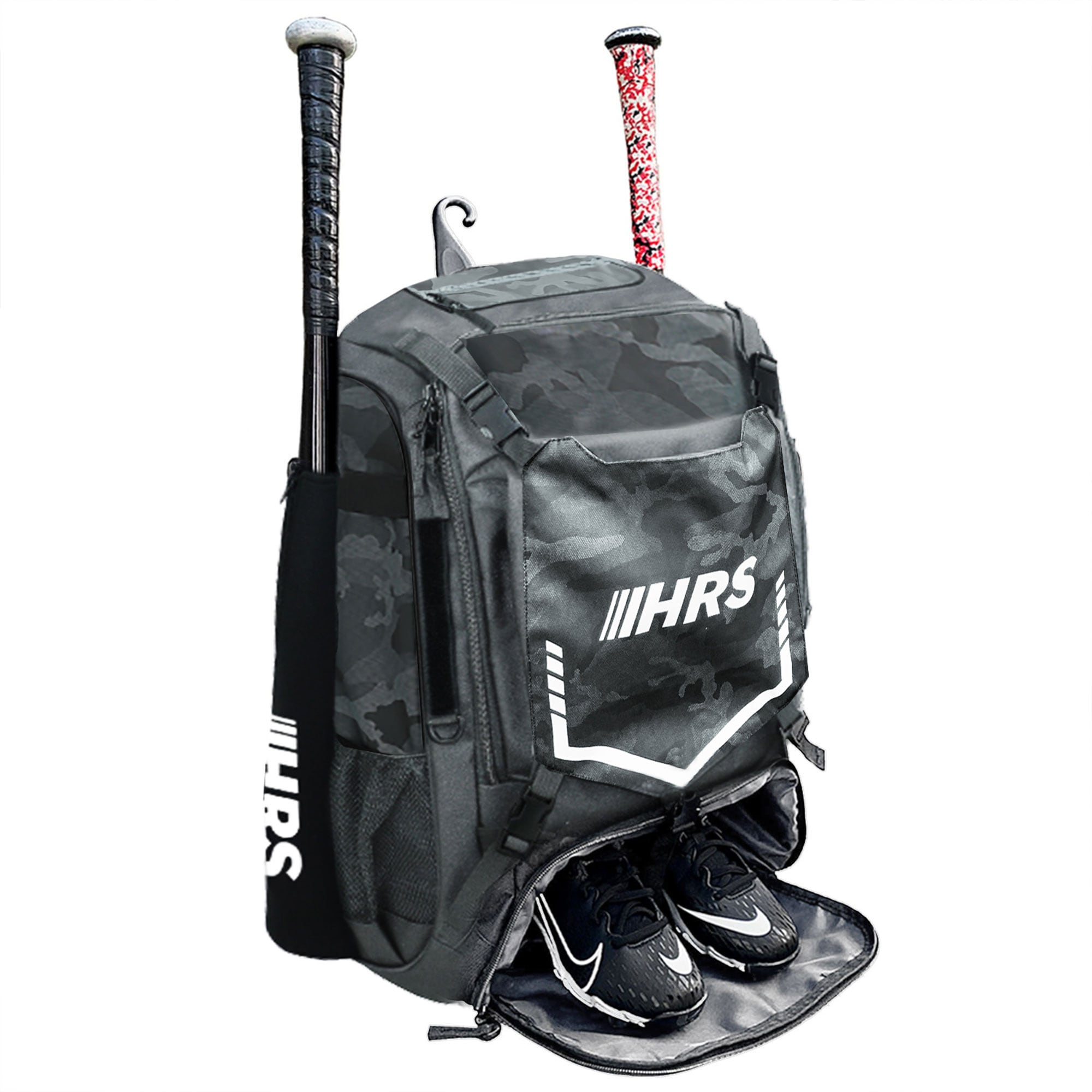 Hit Run Steal Bat Bag Backpack Holds up to 4 Bats Glove and Helmet Gray ...