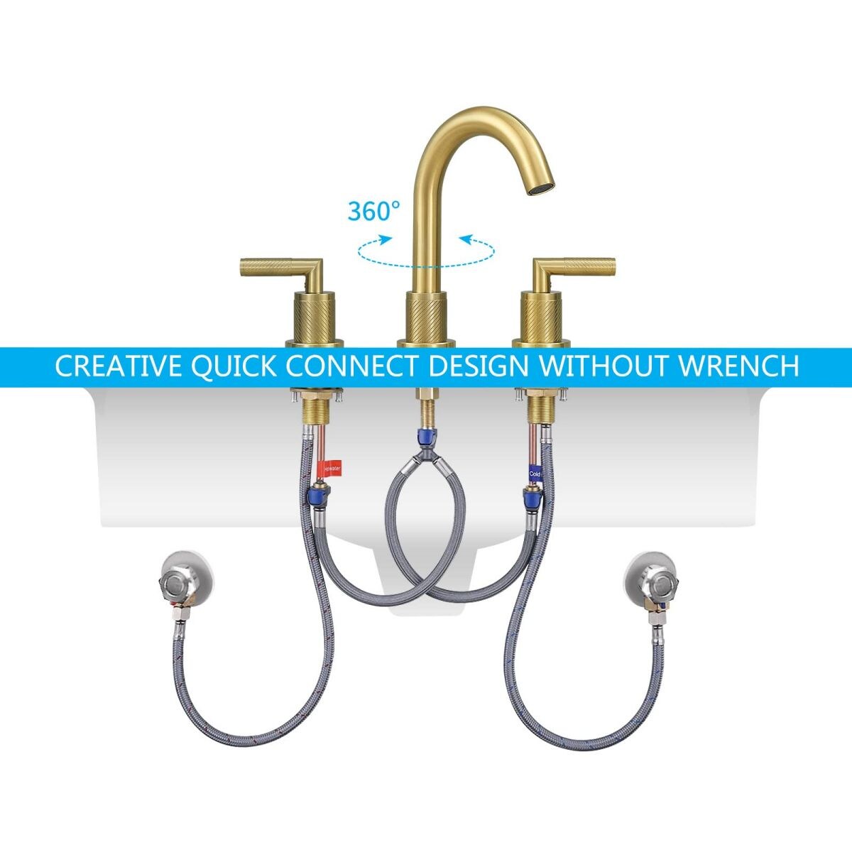 AAZJ Bathroom Sink Faucets Gold Widespread 2-Handle Bathroom Sink ...