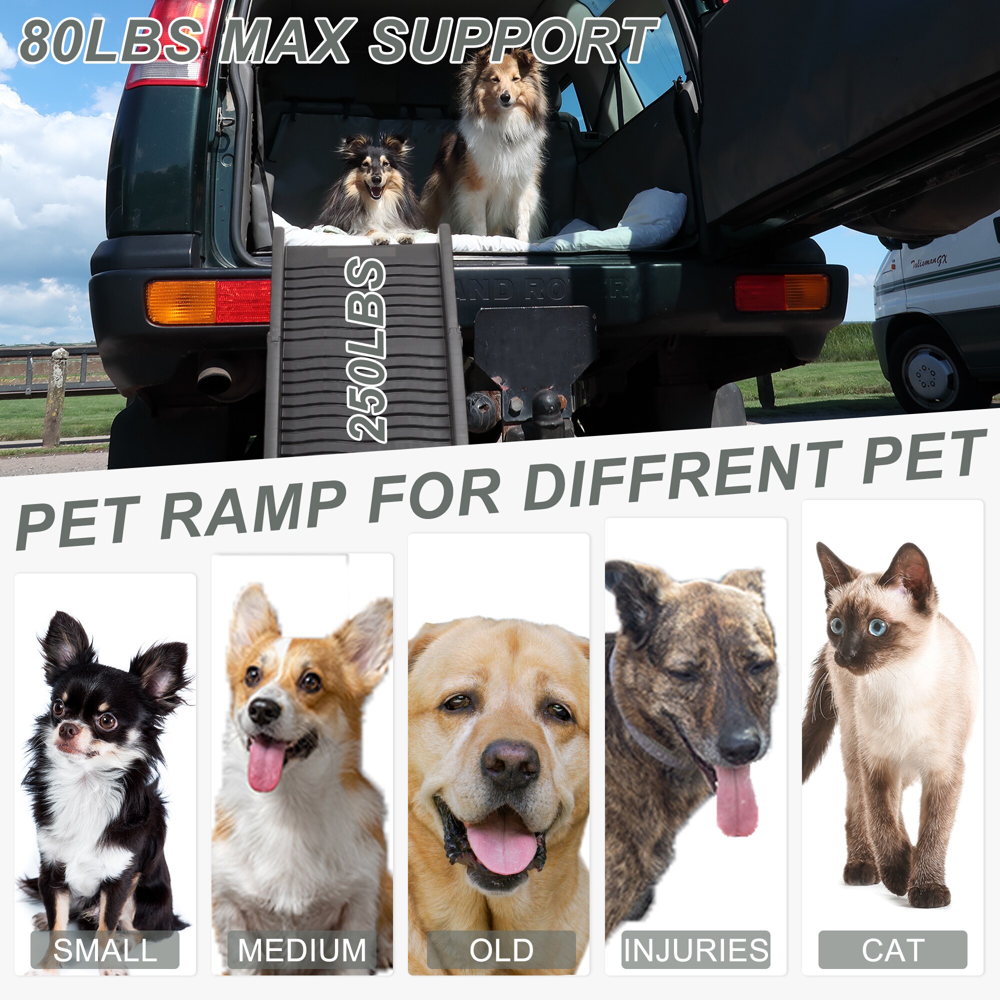 Unique Bargains Dog Ramp for Bed Non-Slip Portable Folding Stairs Dog ...