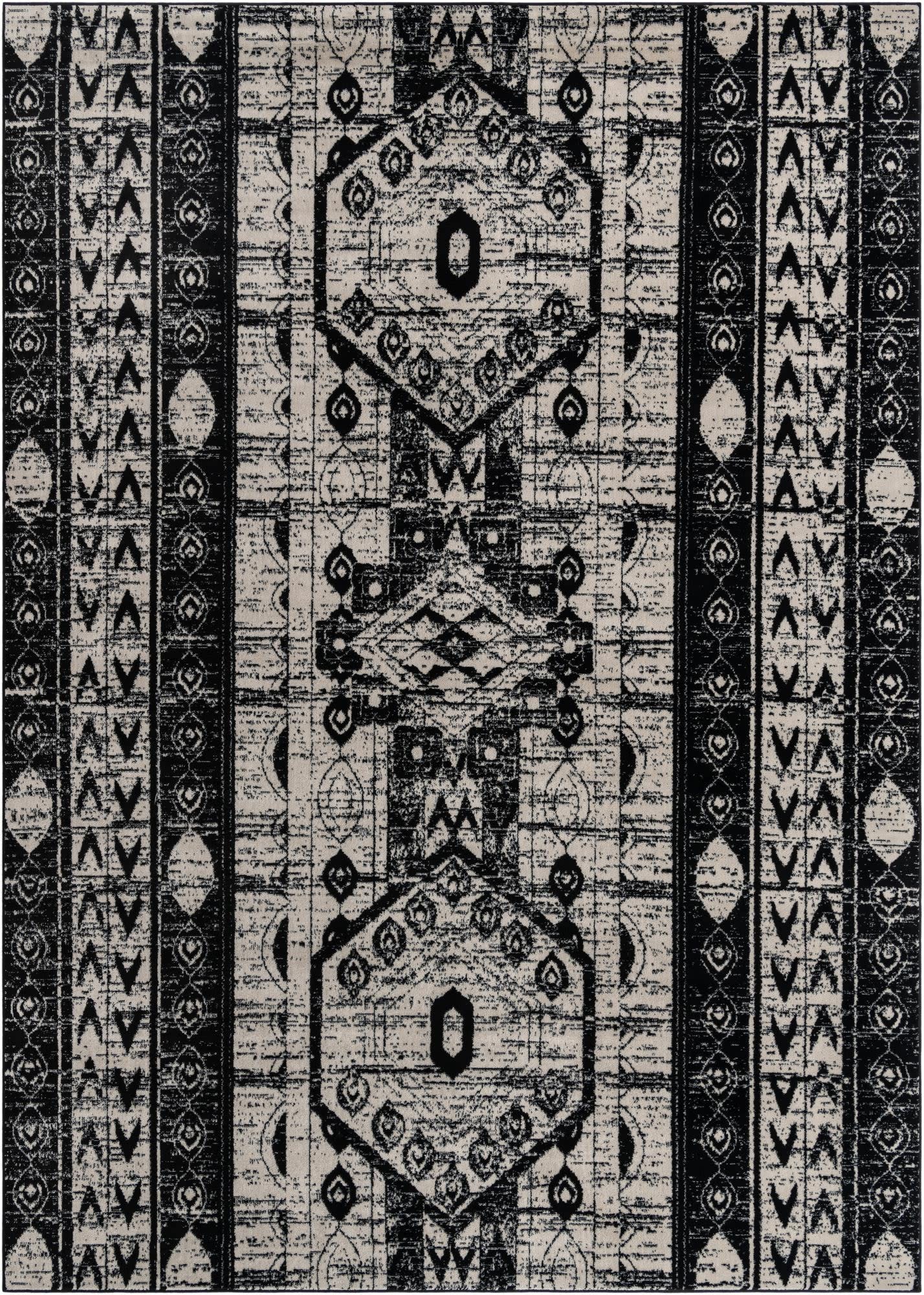 Unique Loom Portland 10 X 14 (ft) Black and White Indoor Stripe Area ...