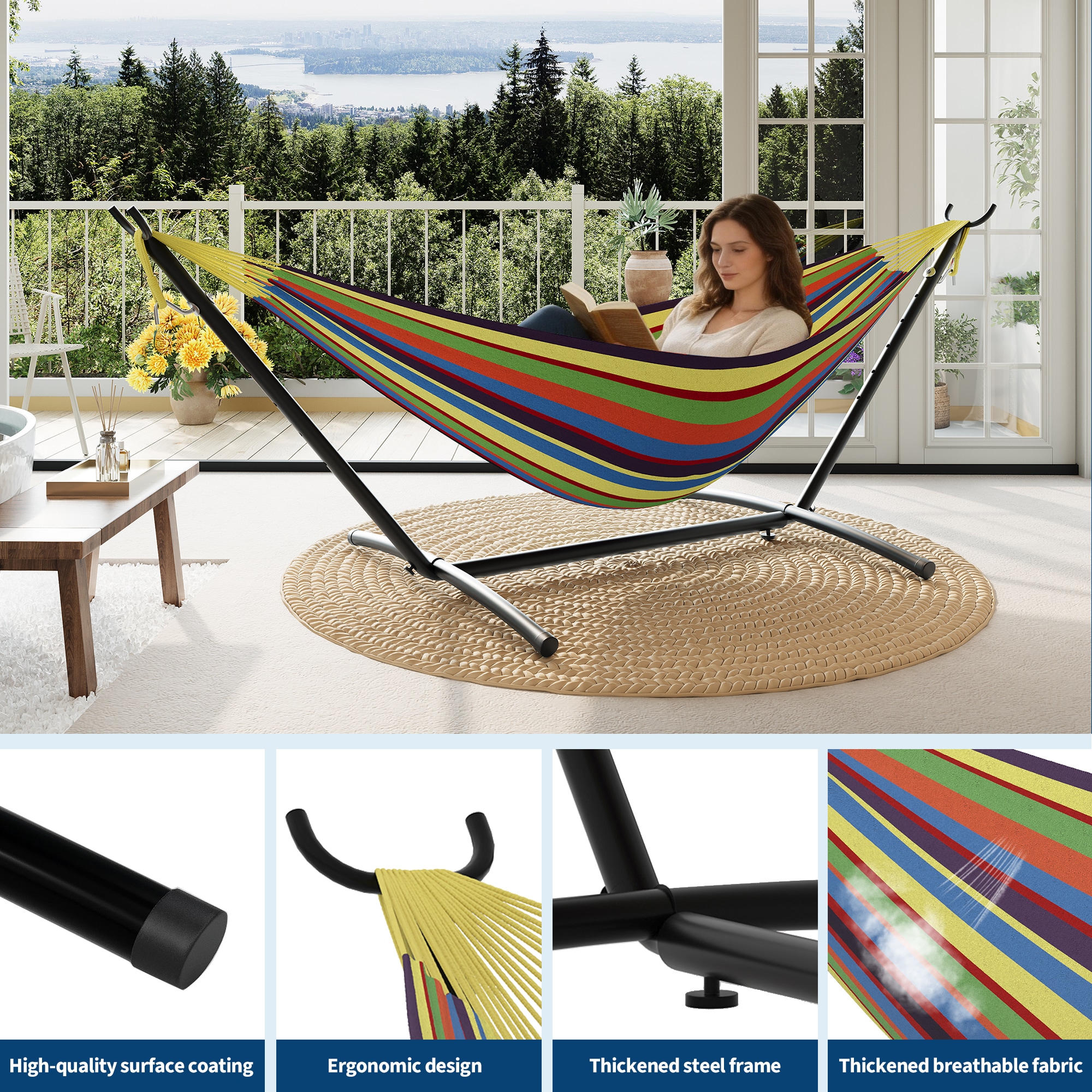 Garvee 2 Person Hammock with Stand Outdoor Indoor Portable Heavy Duty ...