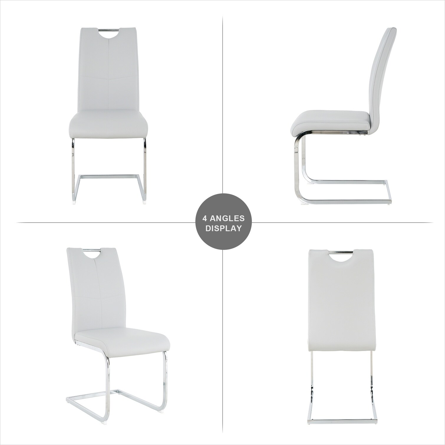 Naturefalls Gray-Toned Faux Leather Dining Chair Set of 2 with Chrome ...