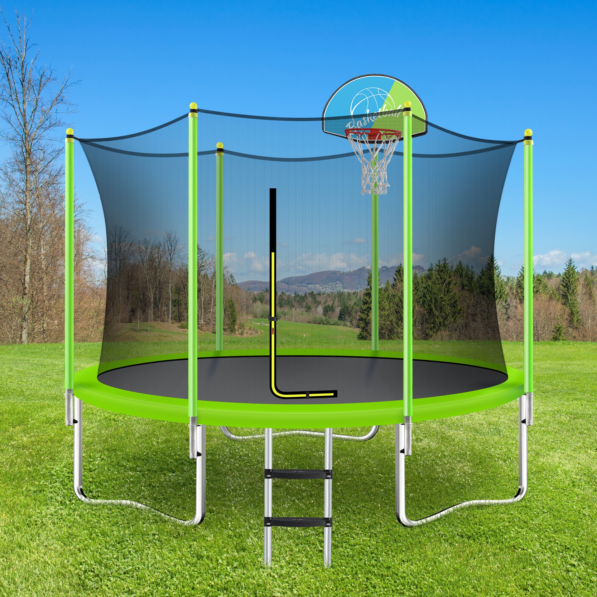 Anysun 10FT Trampoline for Kids with Basketball Hoop Safety Enclosure ...