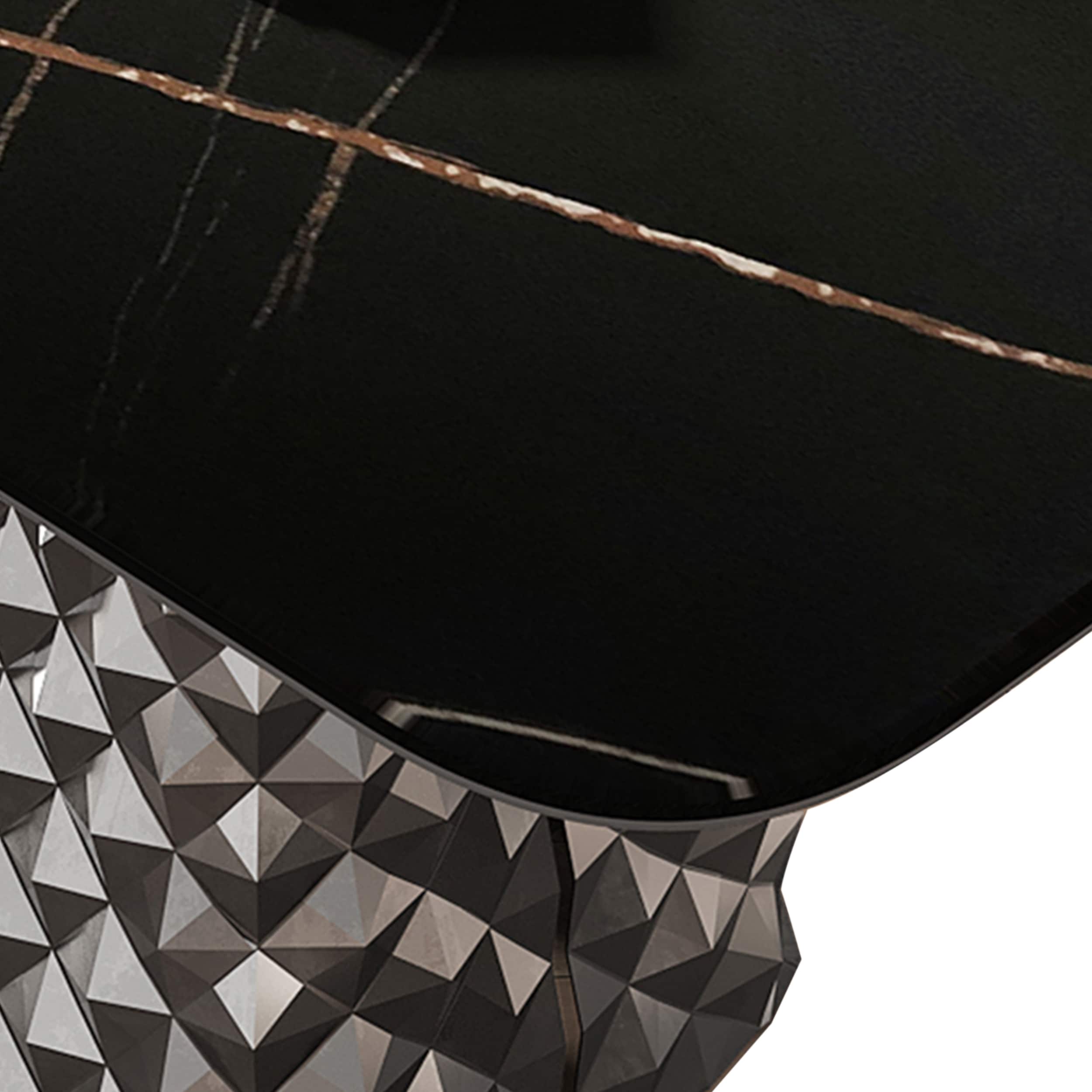 Black Contemporary/Modern Marble Dining Table, with Silver Finish and ...