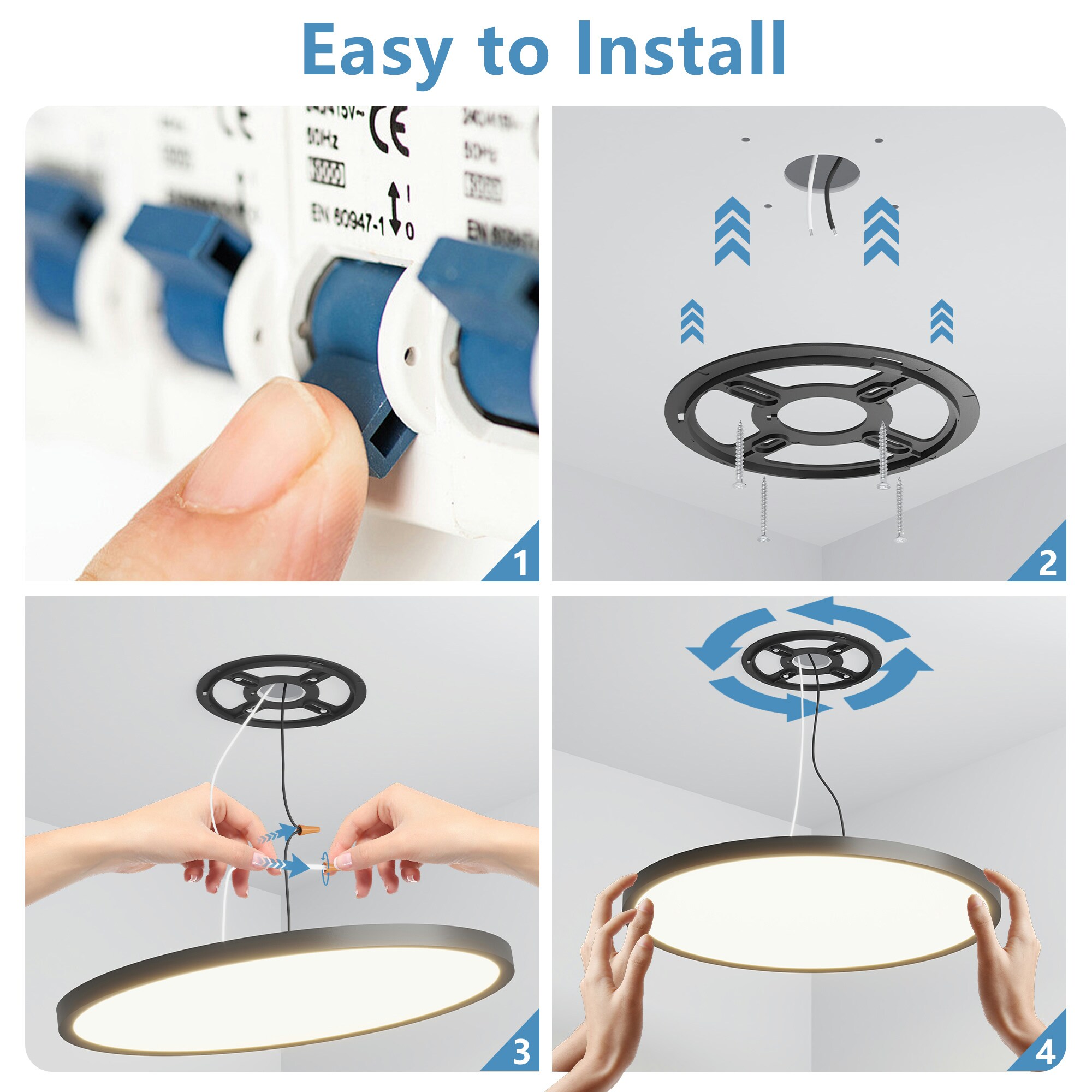 BEARSOLIM 6PK 12 Inch Dimmable LED Flush Mount Ceiling Light 2700K ...