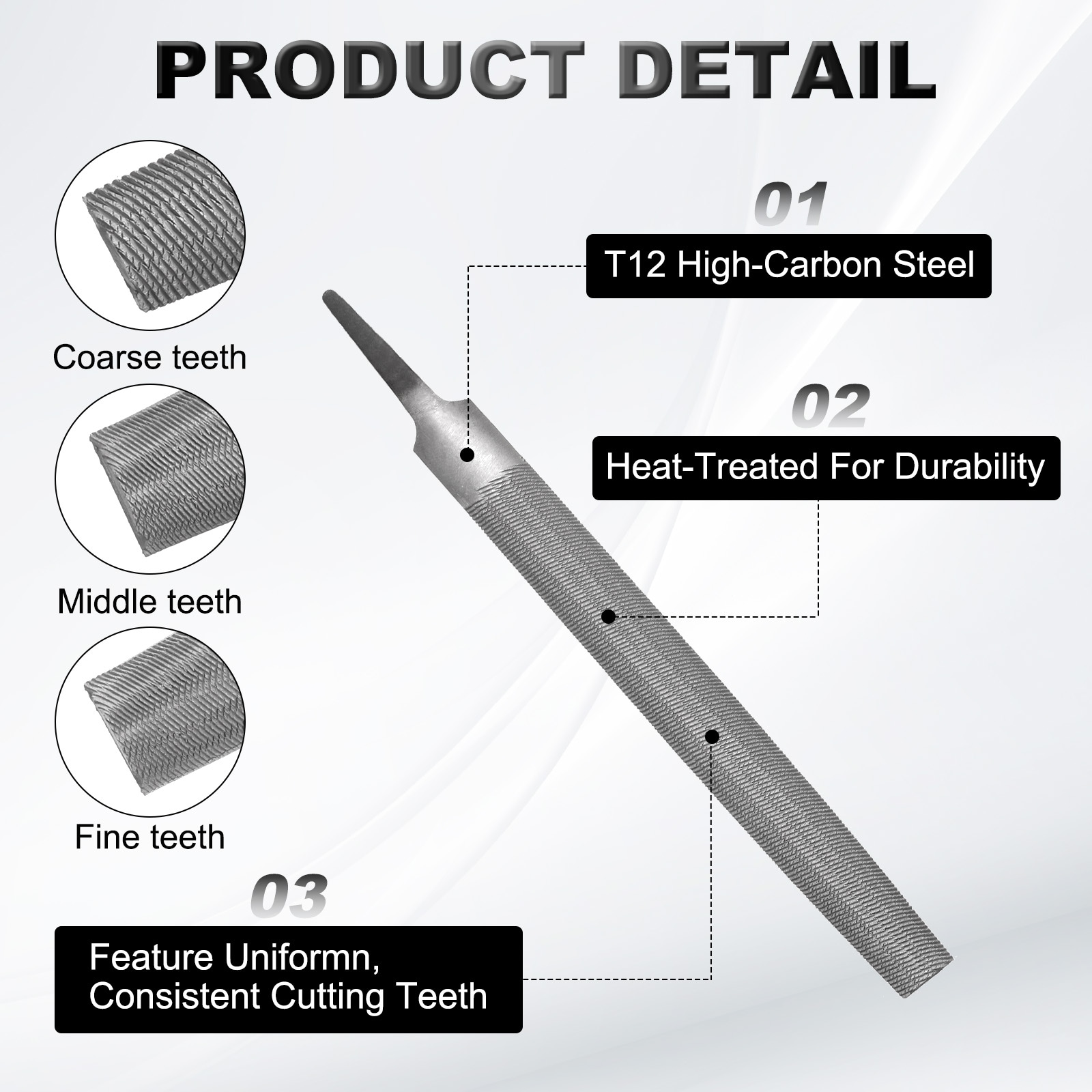 Harfington 12 Inch Half Round Medium Cut File Double Cut Teeth Bastard ...