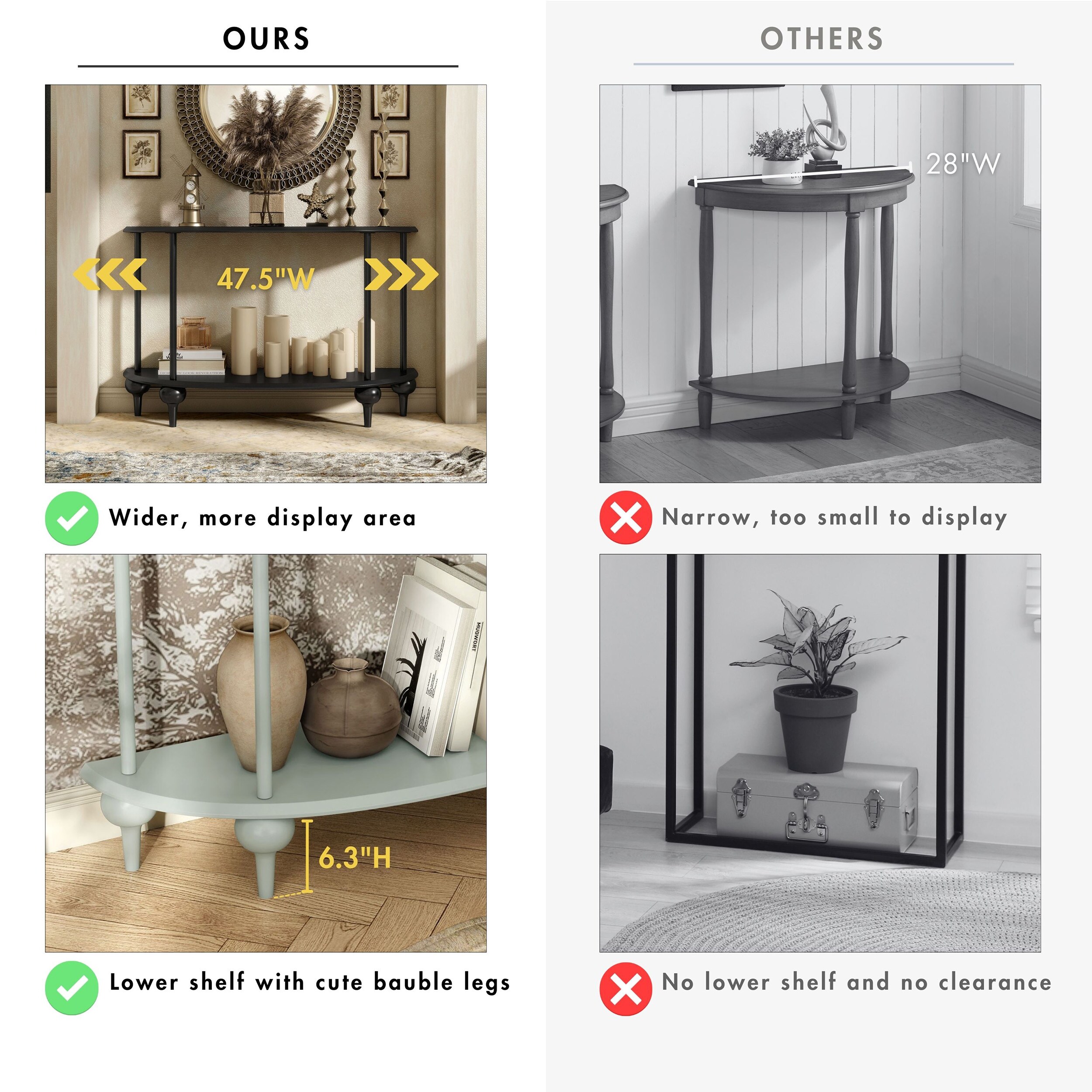 Furniture of America Modern Half-round Composite Black Pure 47.25-in W ...