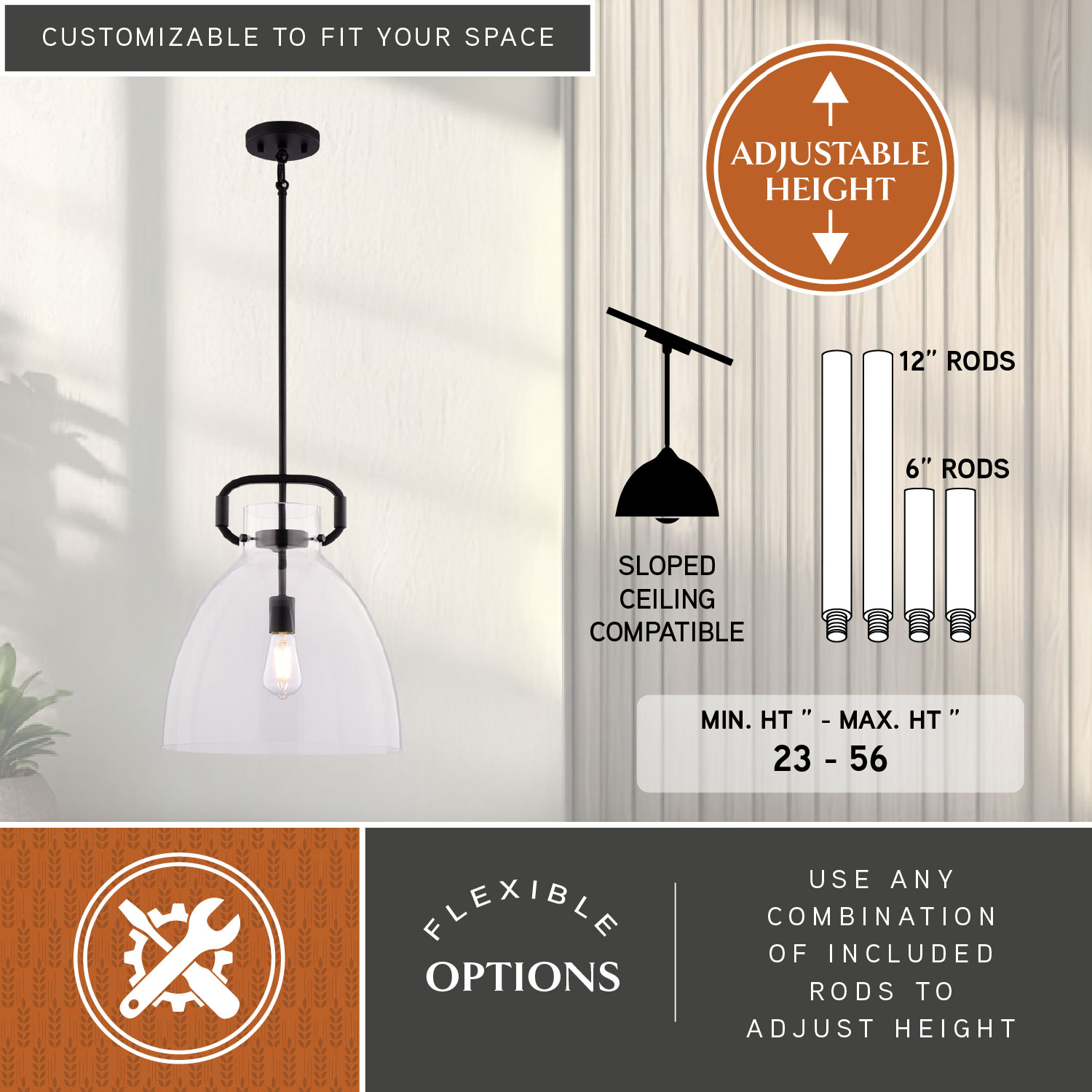 Cascadia Madrona 1 -Light Black Modern/contemporary Clear glass Bell ...