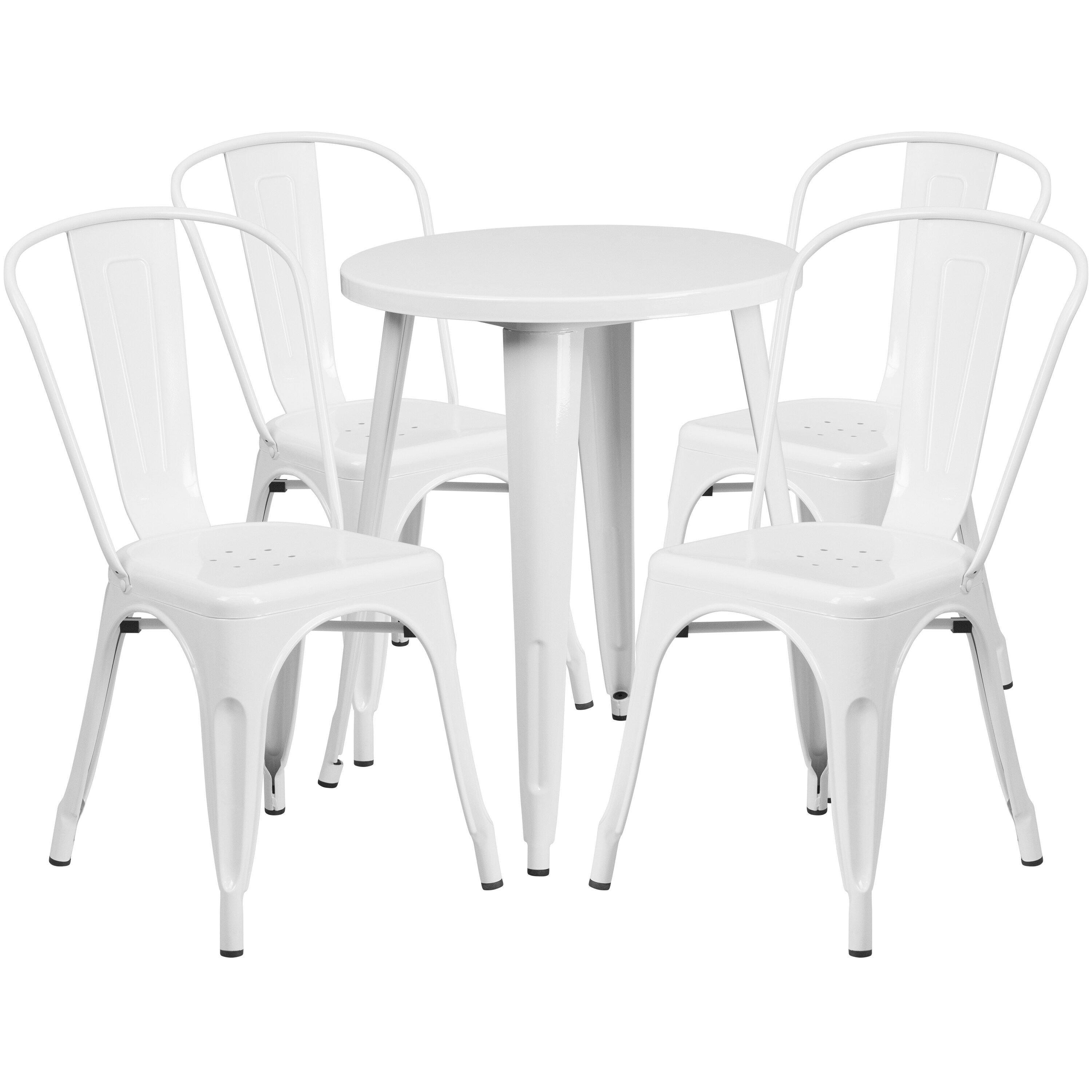 Flash Furniture Chauncey Commercial Grade 24-in Round White Metal ...