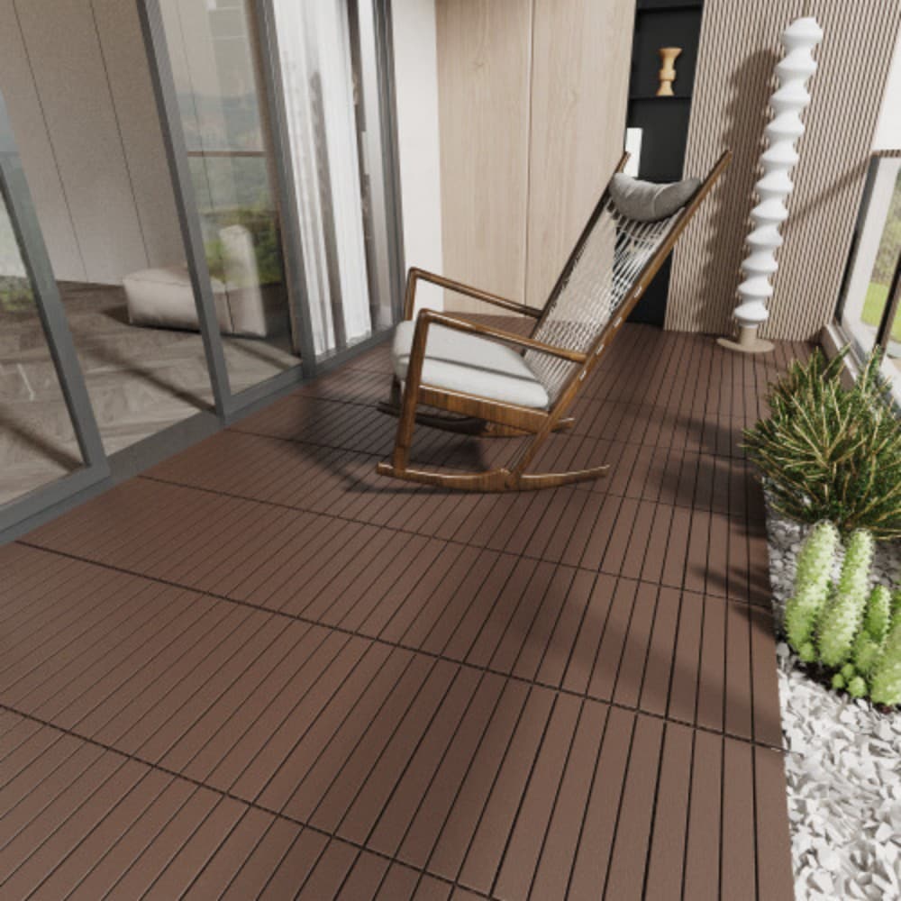 Tatayosi 24 red brown 2ft interlocking deck tiles easy installation for ...