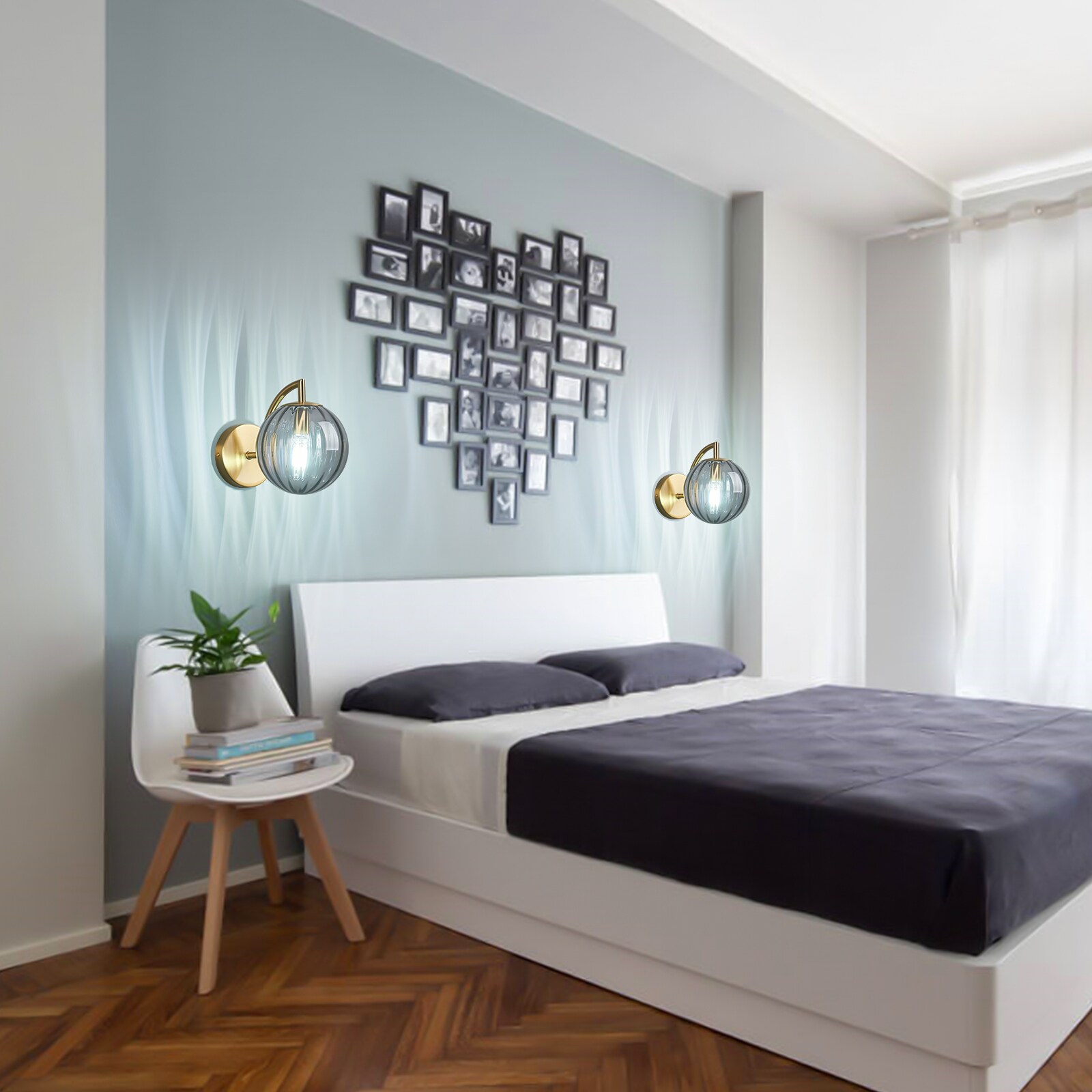 ZHLLMQ Modern 1-Light 2 Pack 9.84 in Gold Grey Striped Glass Wall ...