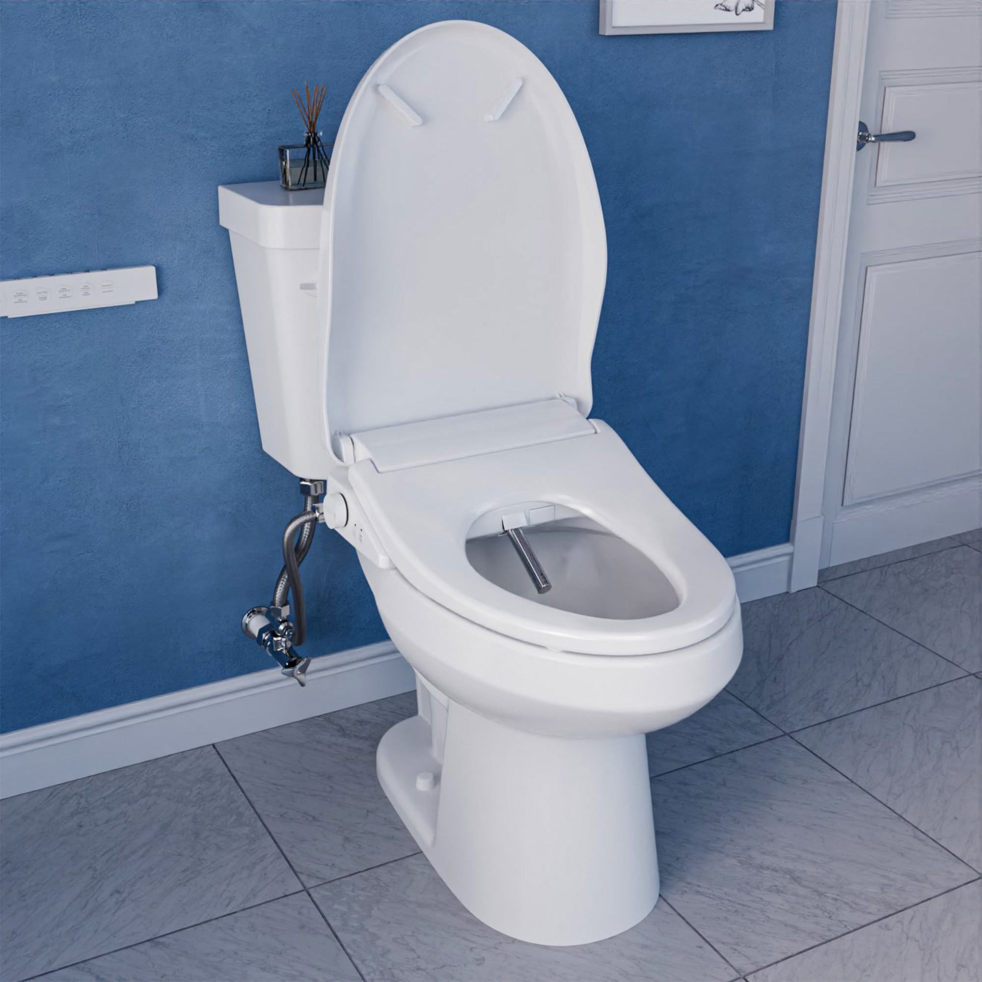 ANZZI Plastic White Elongated Slow Close Feature Heated Bidet Function ...