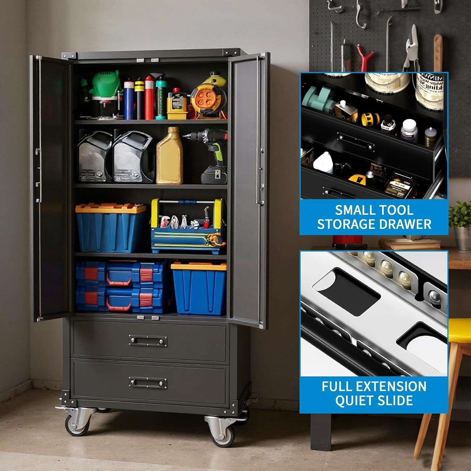 Garvee Metal Garage Storage Cabinet 71 Inch Heavy Duty Cold Rolled ...