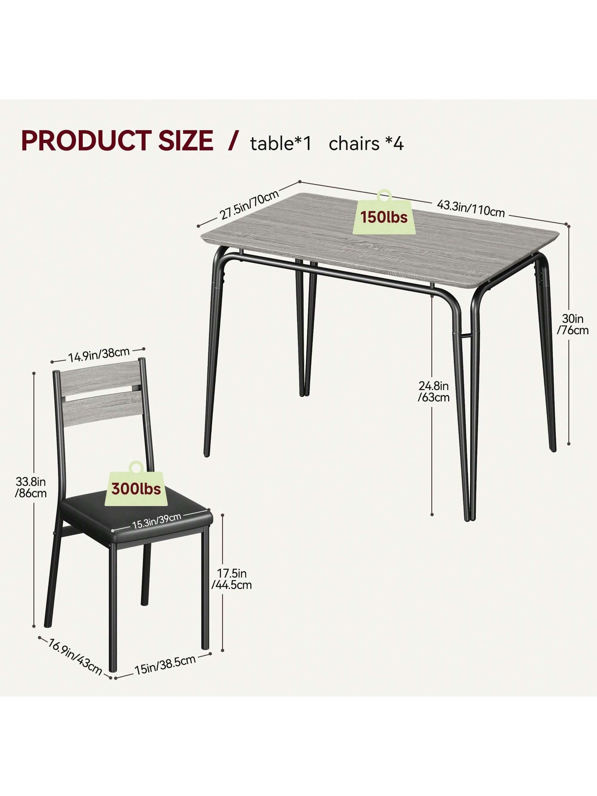 IdealHouse Dining Table For 4 Small Table And Chairs Set Of 4 Square ...