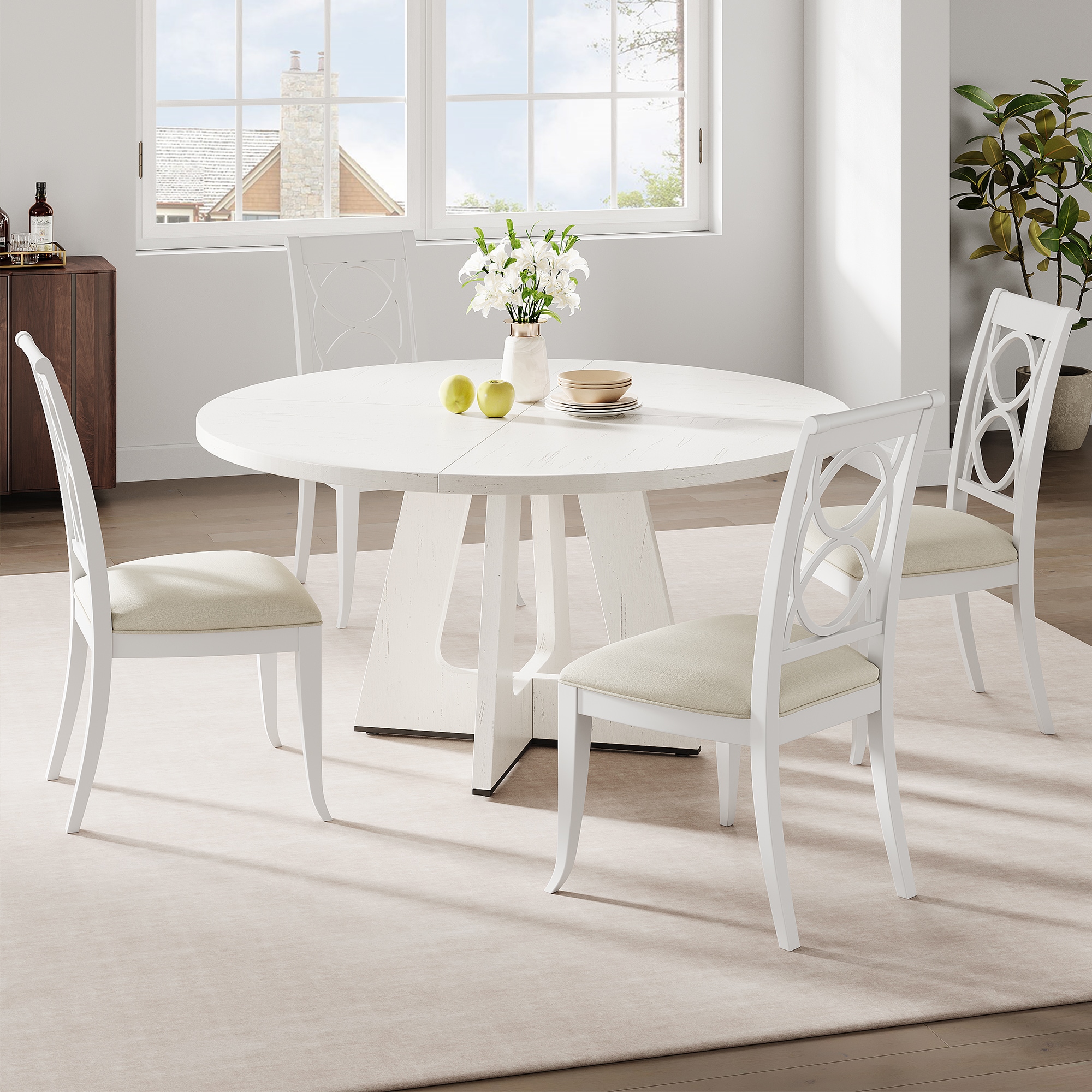 GarveeLife 47 Inch Round Dining Table for 4-6 People Circle Dinner ...