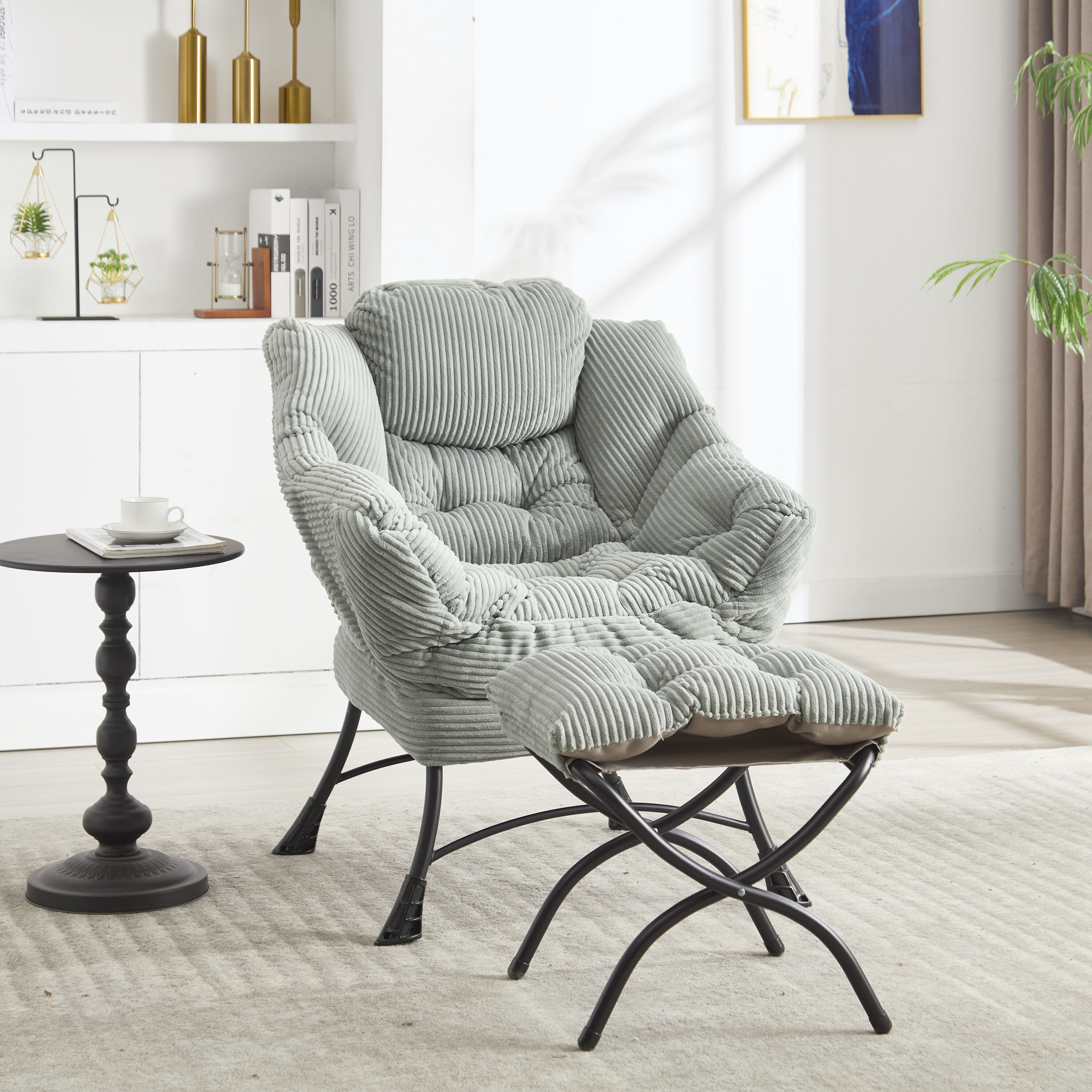 LUXEYARD Lazy Chair with Ottoman Modern Lounge Accent Chair with ...