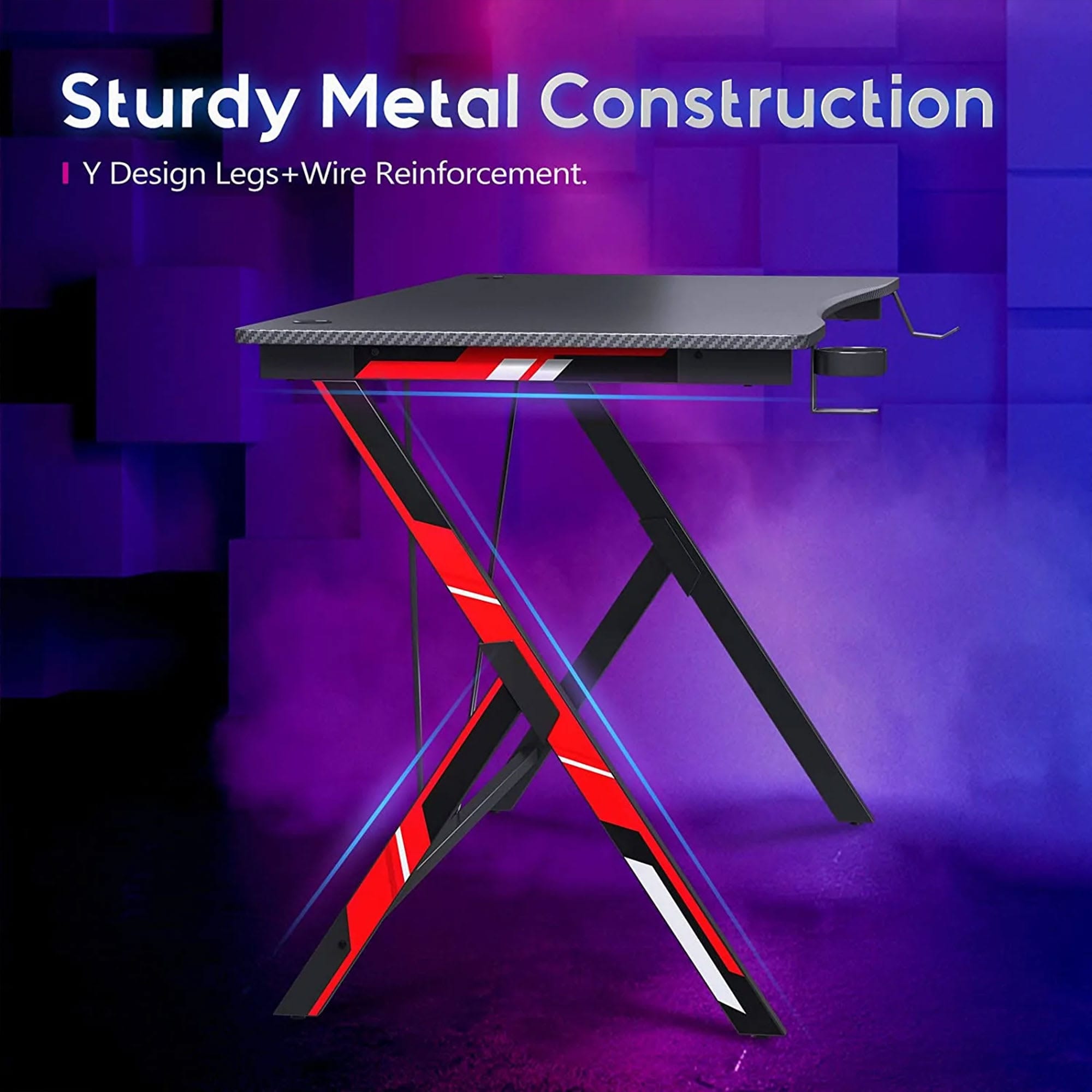 MOTPK 31 Inch Wide Space Saving Carbon Fiber Computer PC Gaming Desk ...