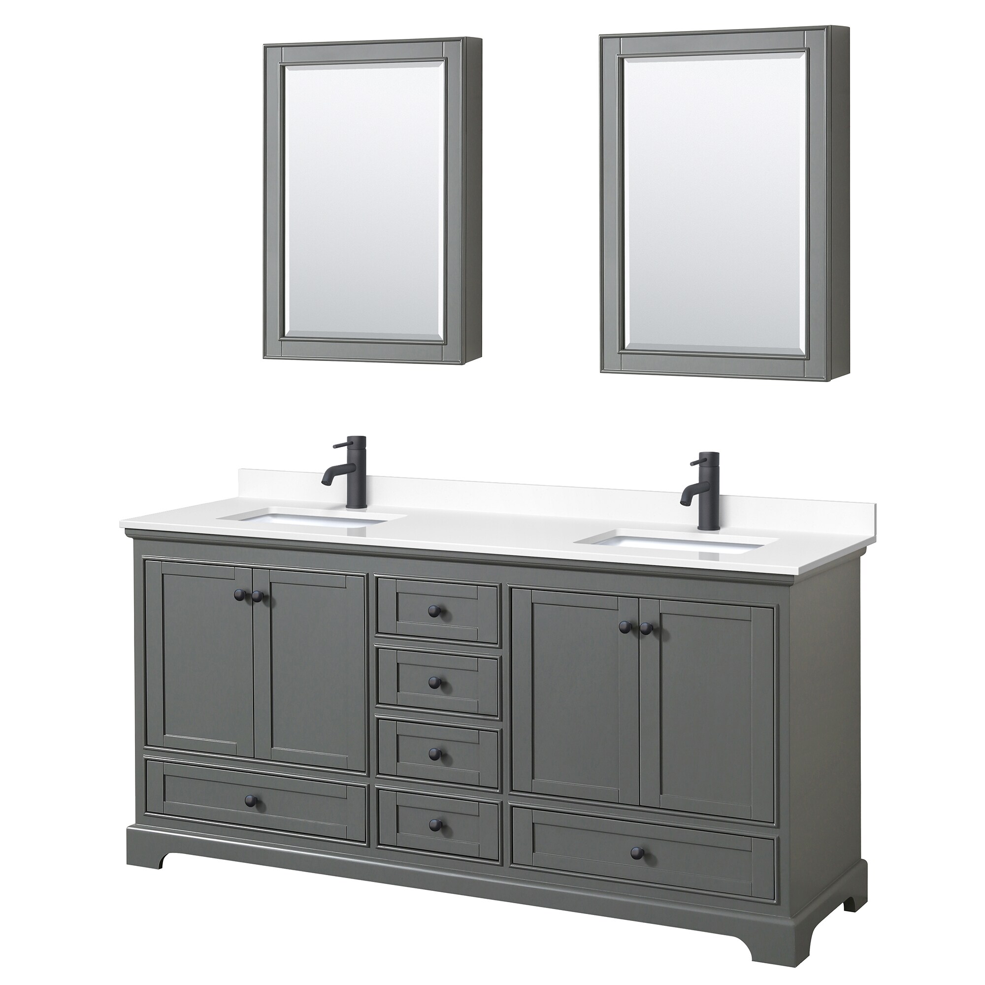 Wyndham Collection Deborah 72-in Dark Gray with Matte Black Trim ...
