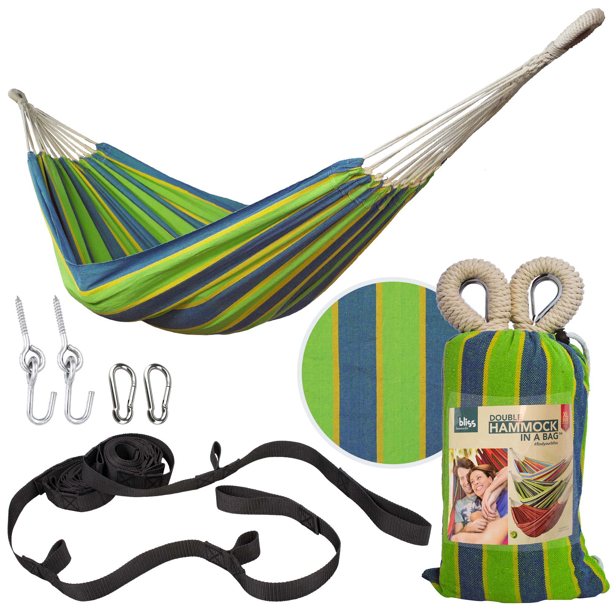 Bliss Hammocks Double Hammock w/ Rope Loops and Tree Straps 265 lb ...