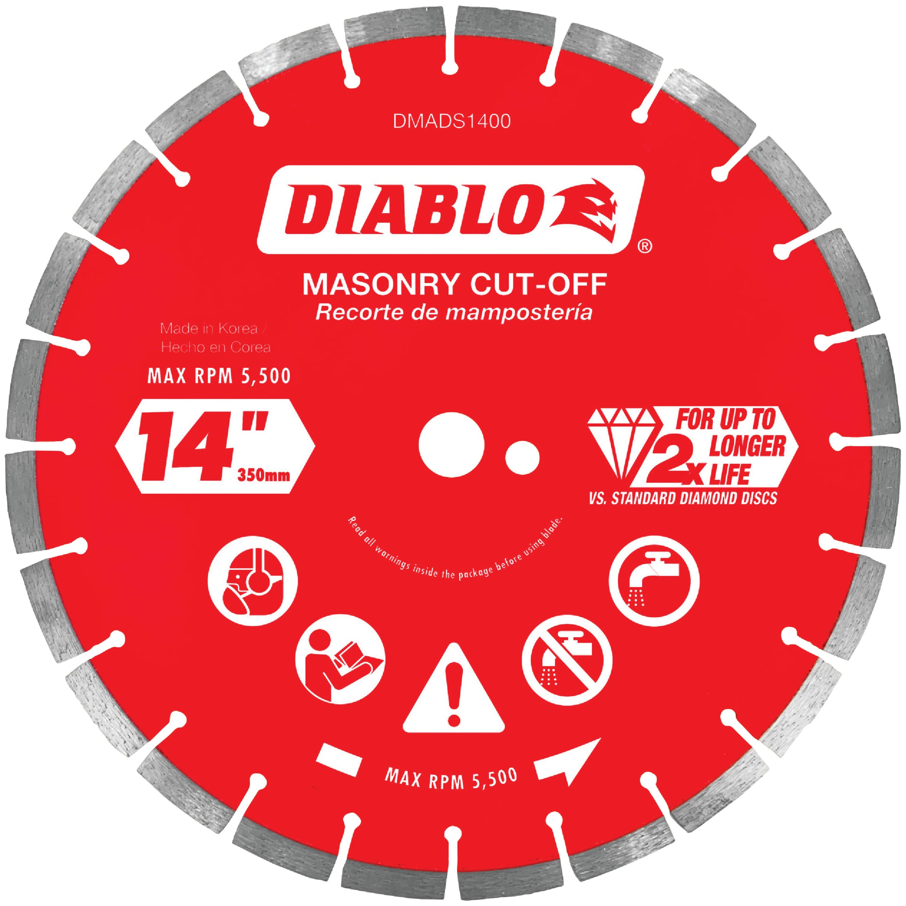 Diablo Diamond Segmented Cut-Off Blade for Concrete Brick Block - 14 ...
