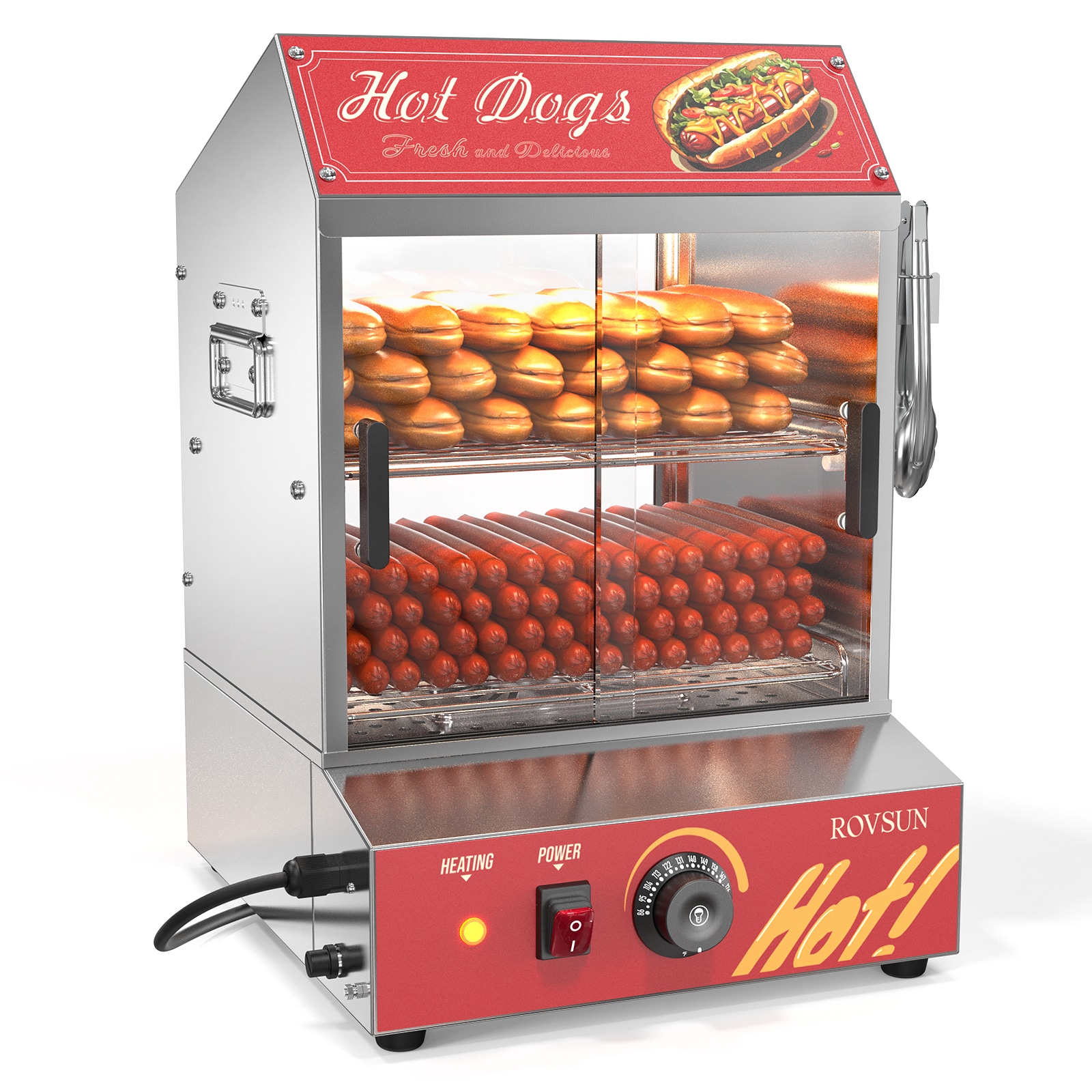 ROVSUN 31.7QT 2-Tier 175 Hot Dogs Capacity 500W Sausage Steamer with 40 ...