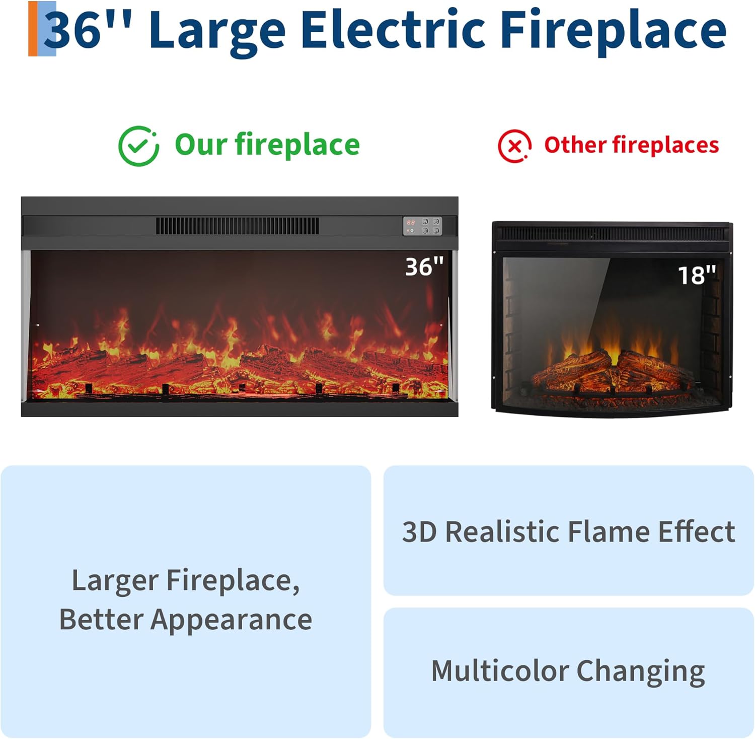 Garvee 68in Farmhouse Electric Fireplace TV Stand for TV Up to 75in ...
