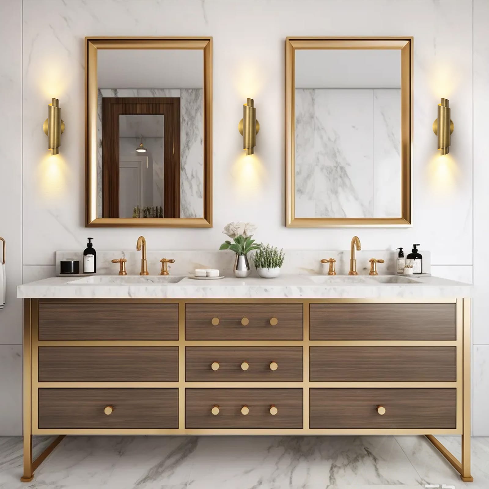 Zicbol 12.13-in W 2 -Light Antique Copper Vintage Integrated LED Wall ...