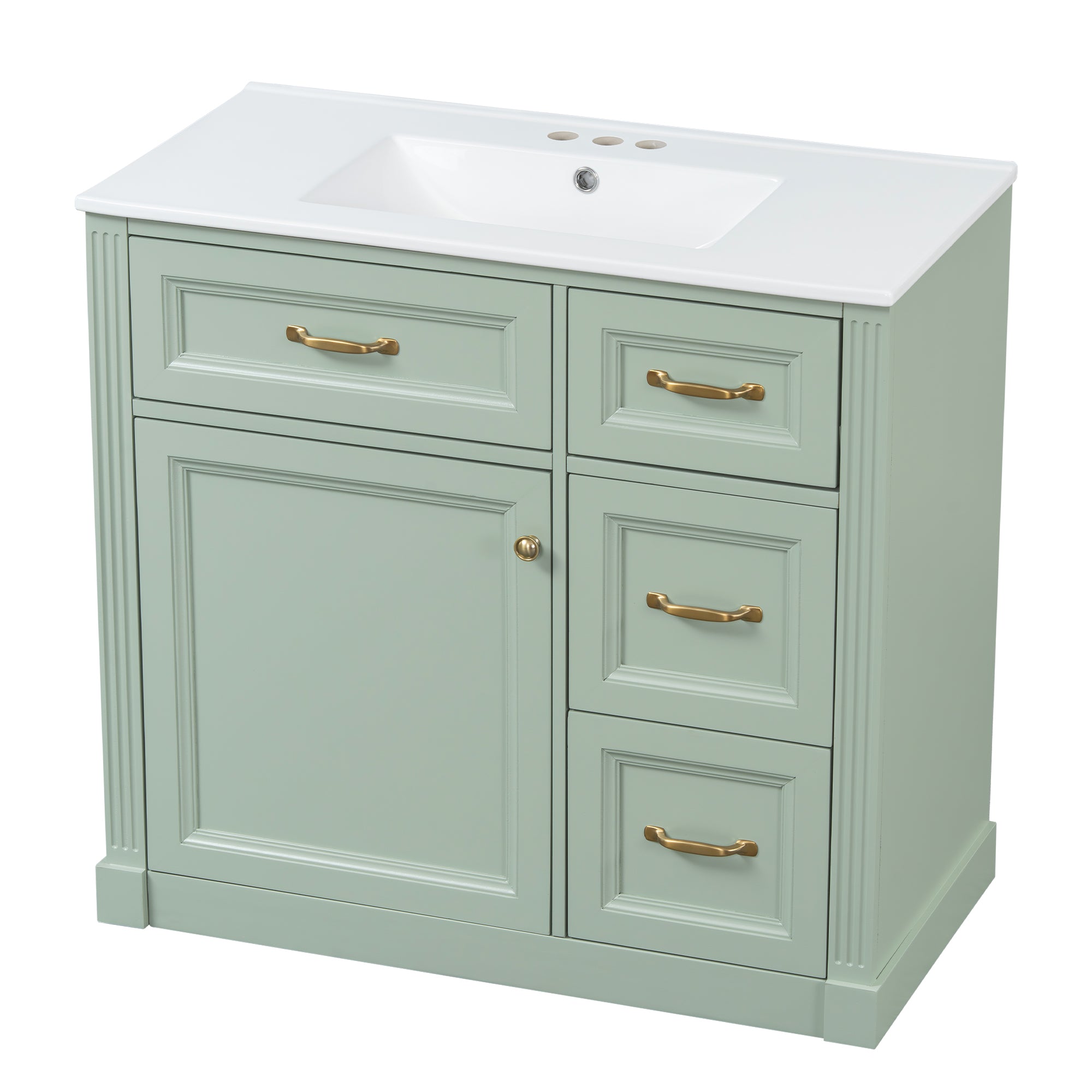 Vanityfus 36-in Green Bathroom Vanity Single Sink Combo Ceramic Top 1 ...