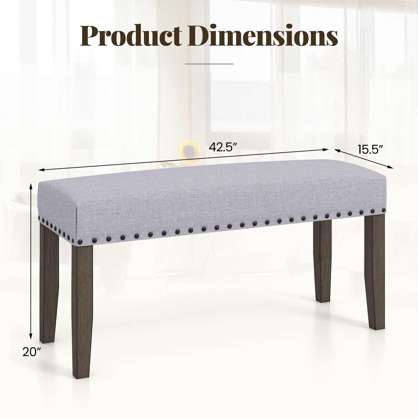 Ayelon Midcentury Gray Storage Bench 42.5-in x 15.5-in x 20-in in the ...