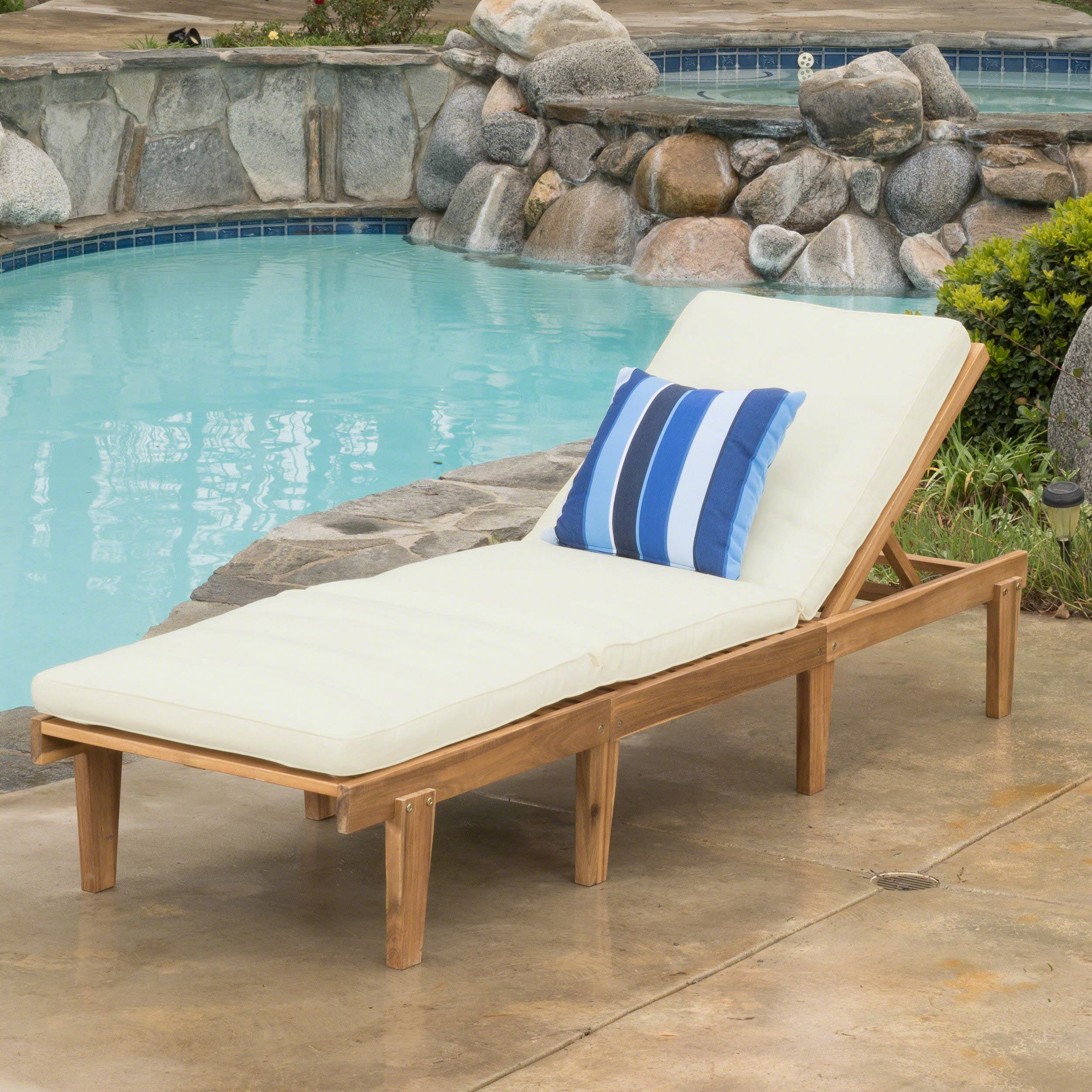 Christopher Knight Home Ariana Wood Chaise Lounge With Cushion in the ...