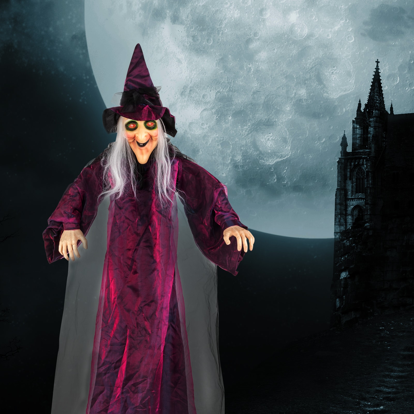 Zyerch 5.9ft Life Size Hanging Witch Talking Halloween Everyday ...