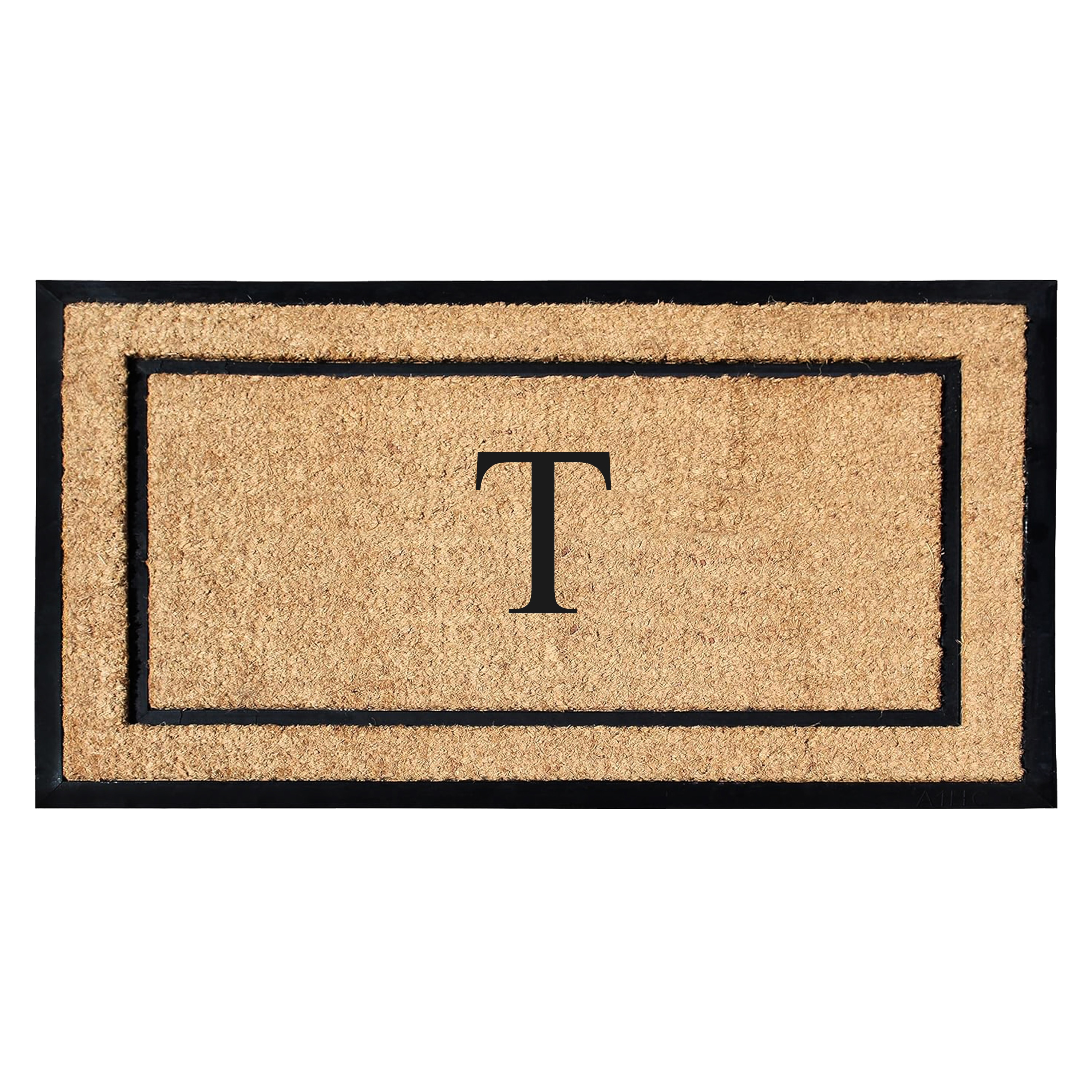 A1 Home Collections 24-in x 48-in Monogrammed Natural Coir and Rubber ...